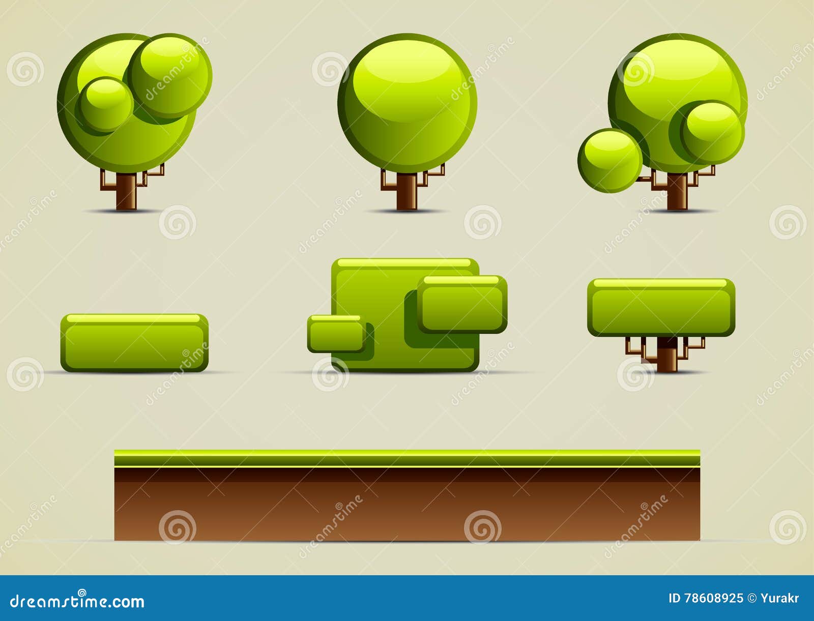 Green Trees for Creating Video Games Stock Vector - Illustration of ...