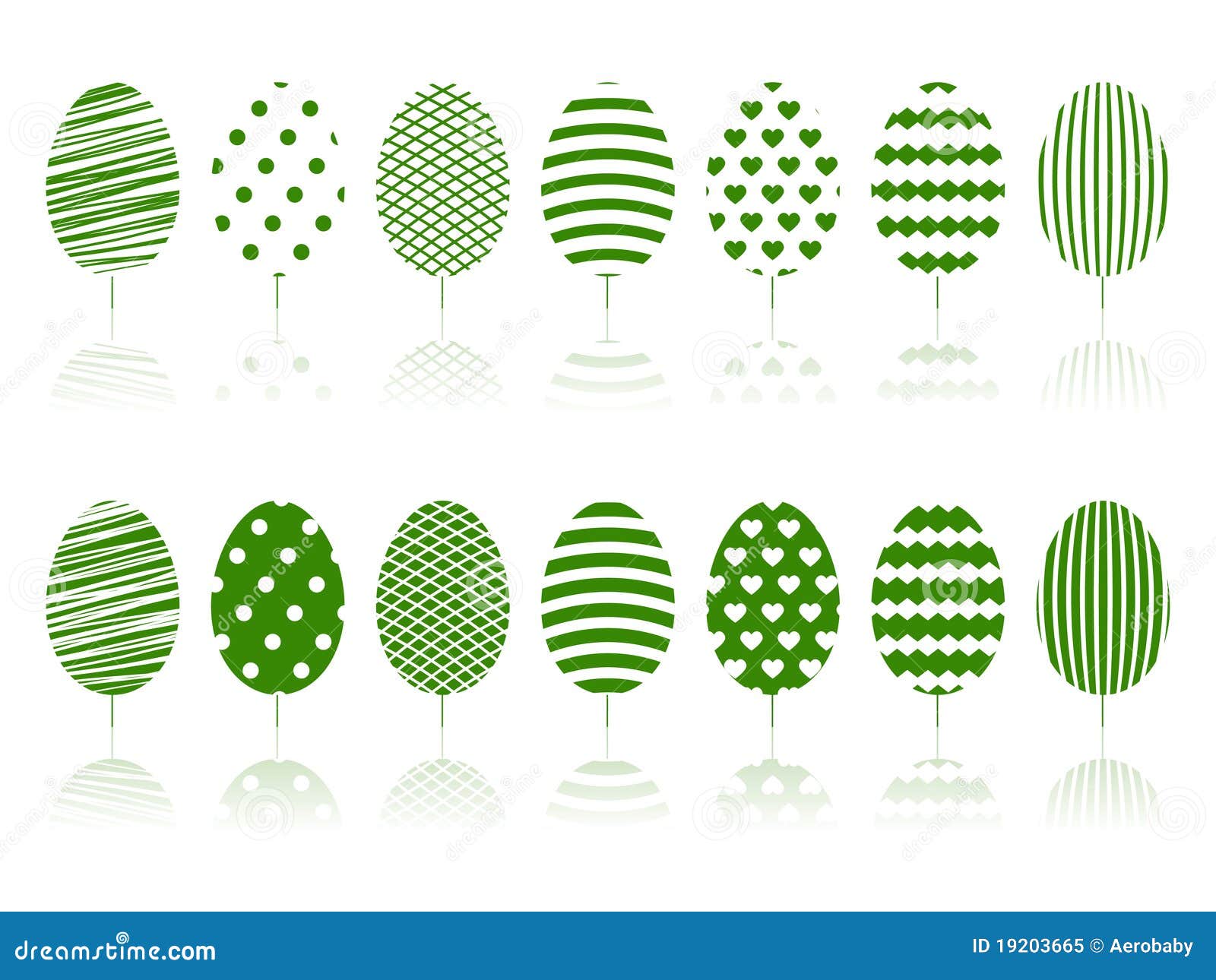 Green Trees Decoration Set. Stock Vector - Illustration of background ...