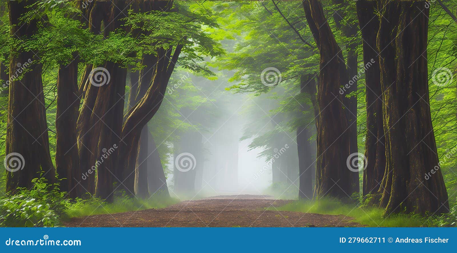 Green Trees in the Forest or Park. Path through the Forest, Path in the ...