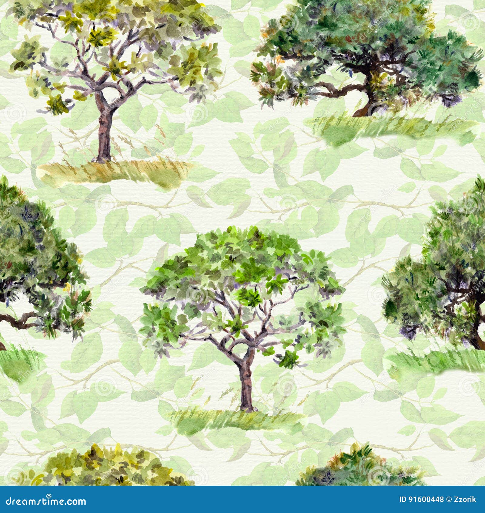 Green Trees. Park, Forest Pattern. Seamless Background with Leaves ...