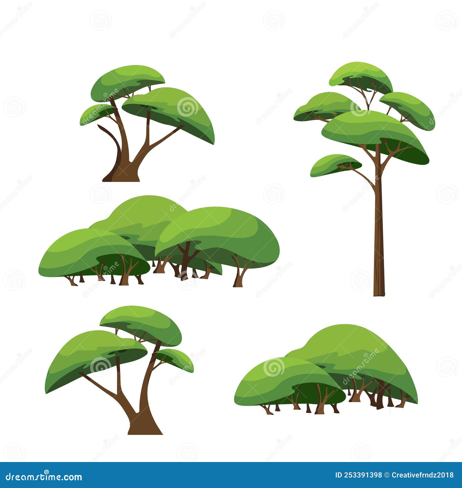 Green Trees set Vector Art stock vector. Illustration of tree - 253391398