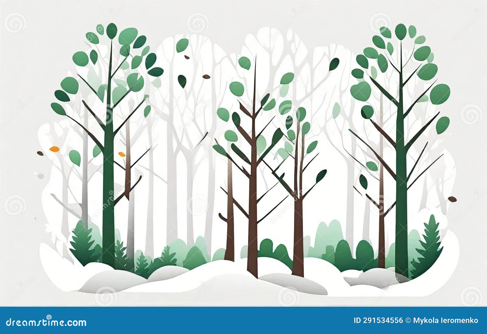 Green Trees on White Background. Vector Graphics Stock Illustration ...