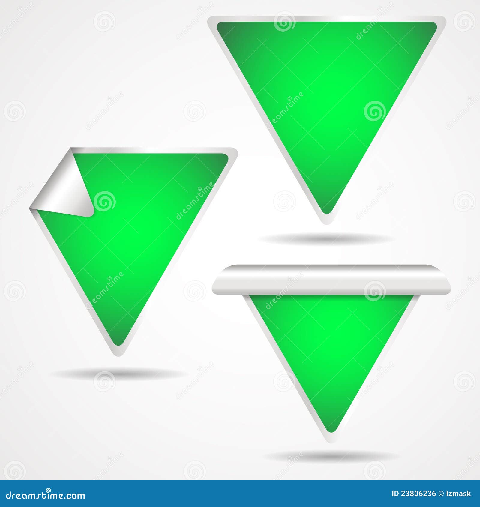 Green triangle labels stock vector. Illustration of element - 23806236