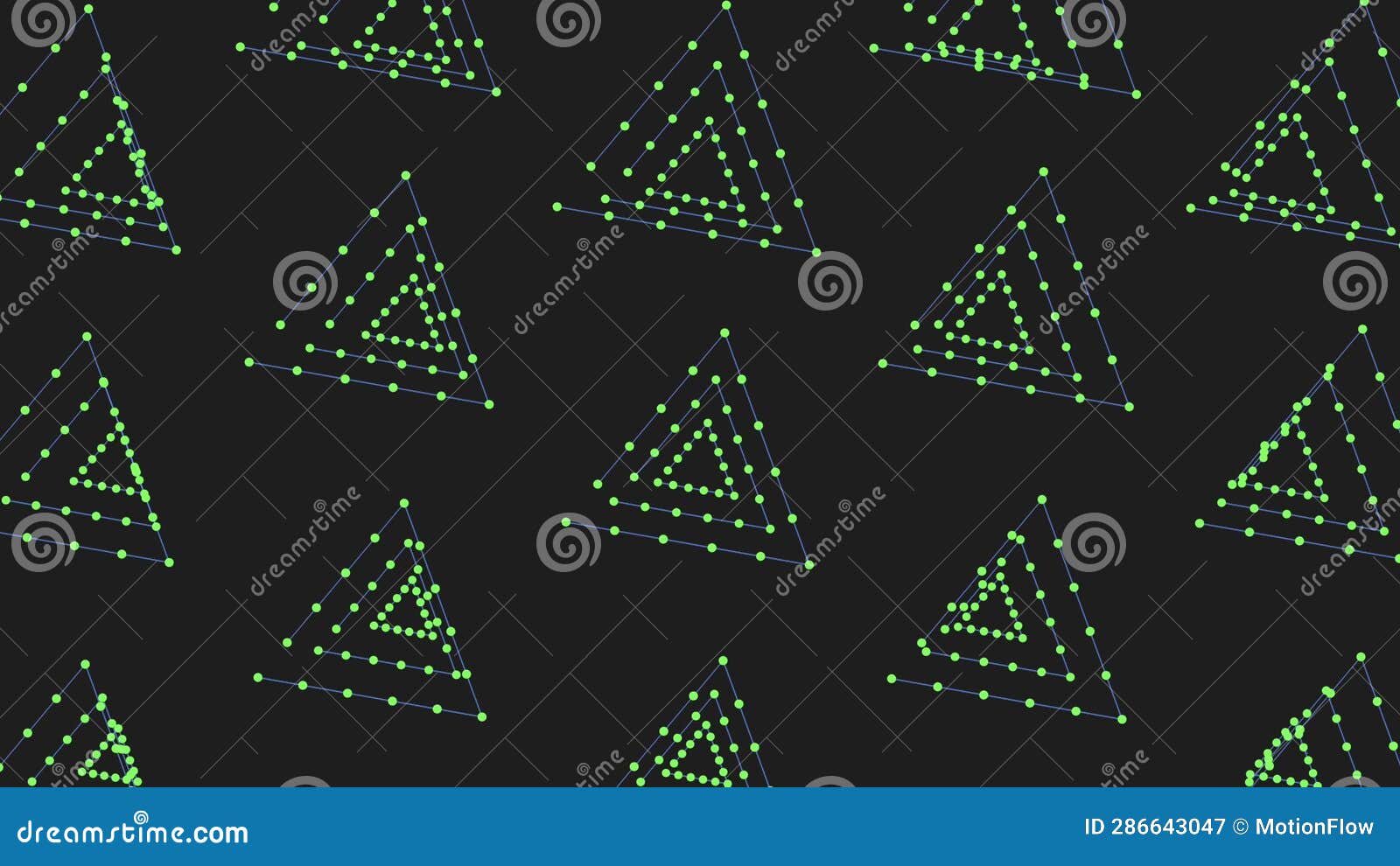 Green Triangles in Endless Pattern on a Black Background Stock Video ...