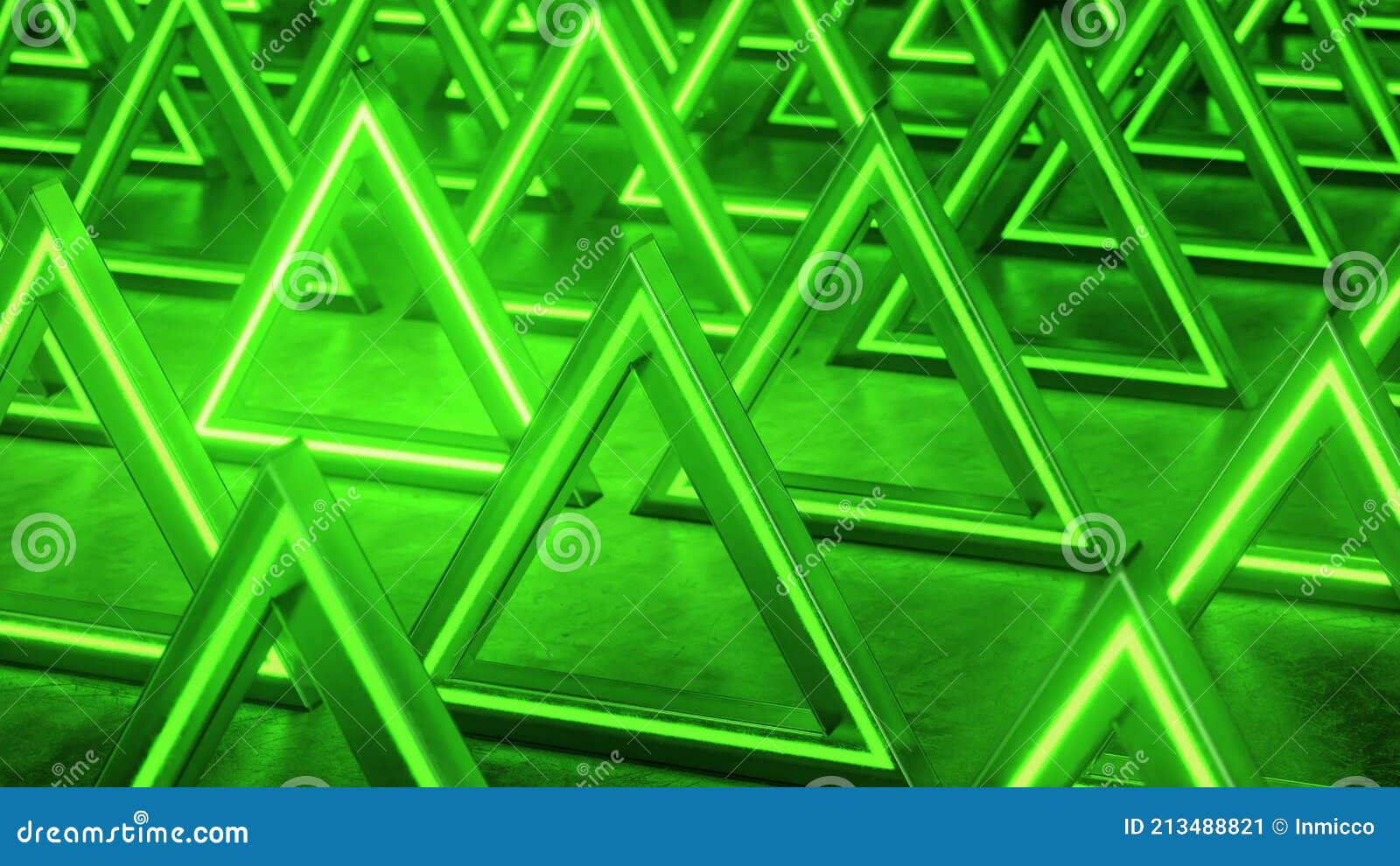 Green Triangular Abstract Background. Neon Lights Background. Pattern ...
