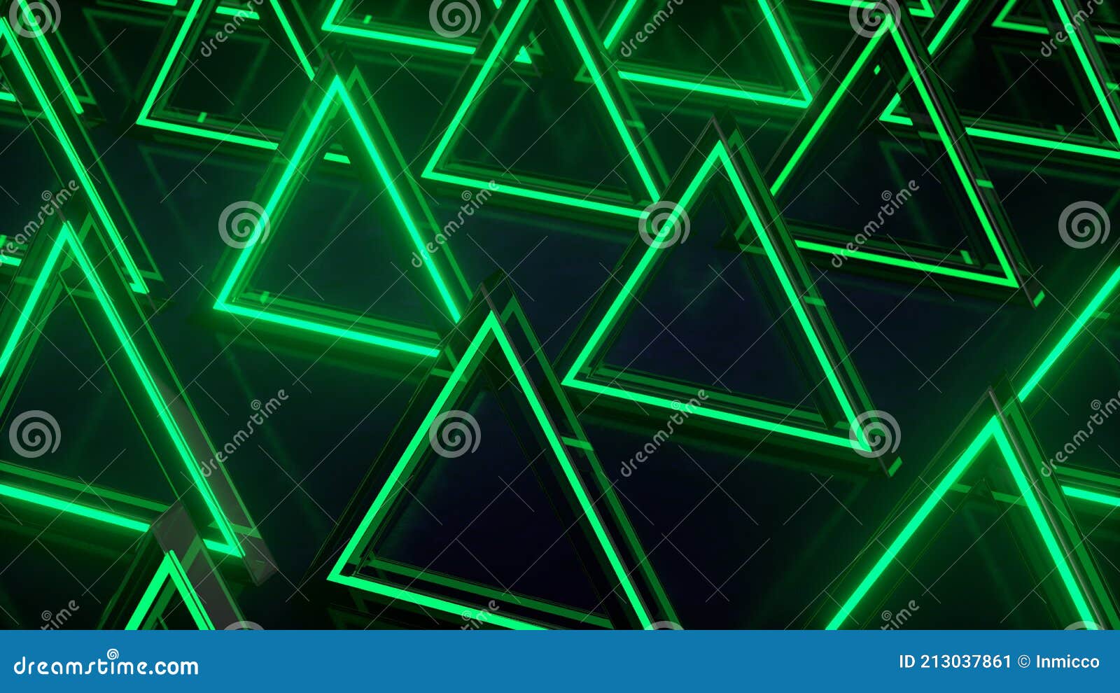 Green Triangular Abstract Background. Neon Lights Background. Bright ...