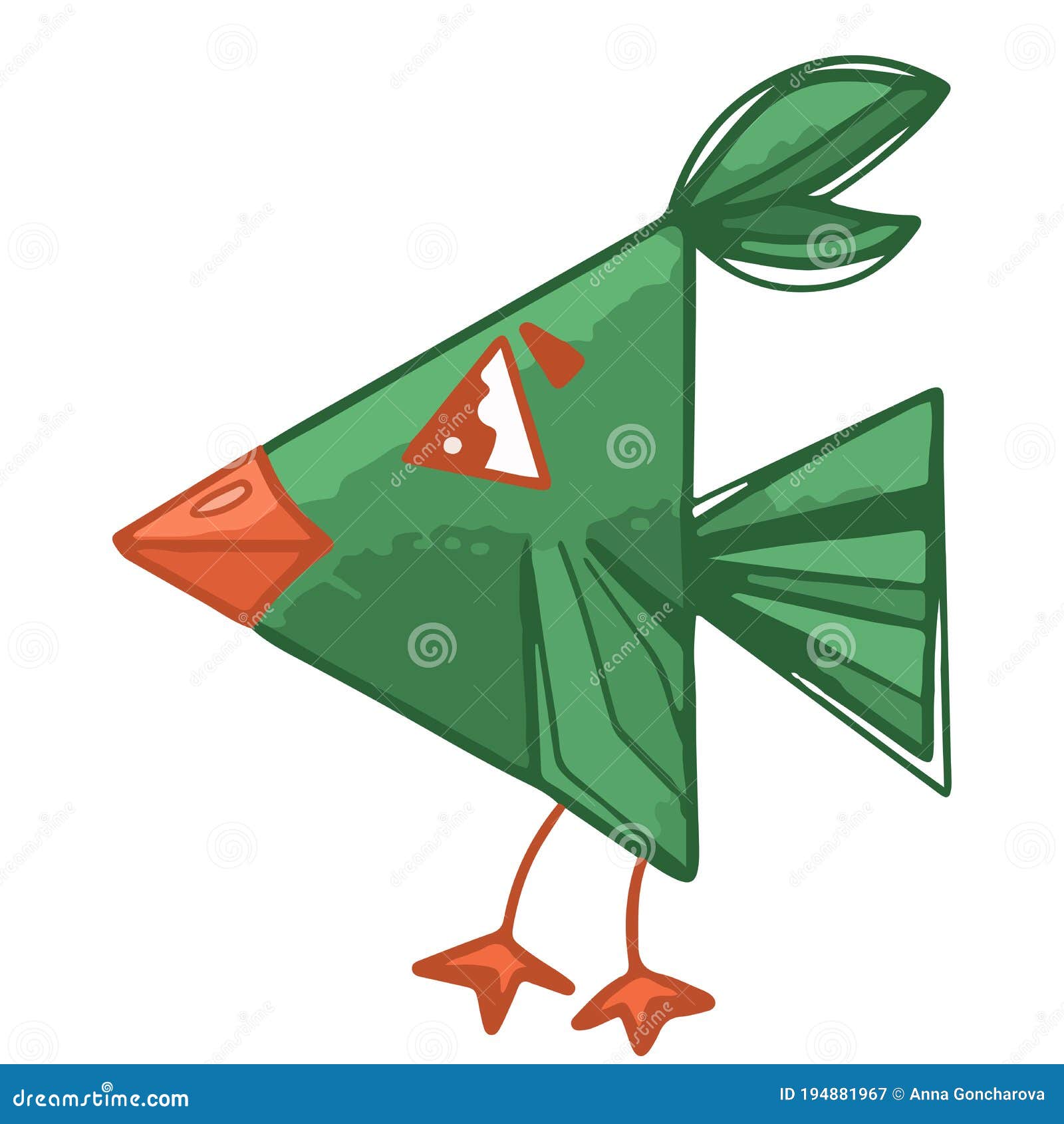 Green Triangular Bird for Children`s Room Illustration Vector Stock ...