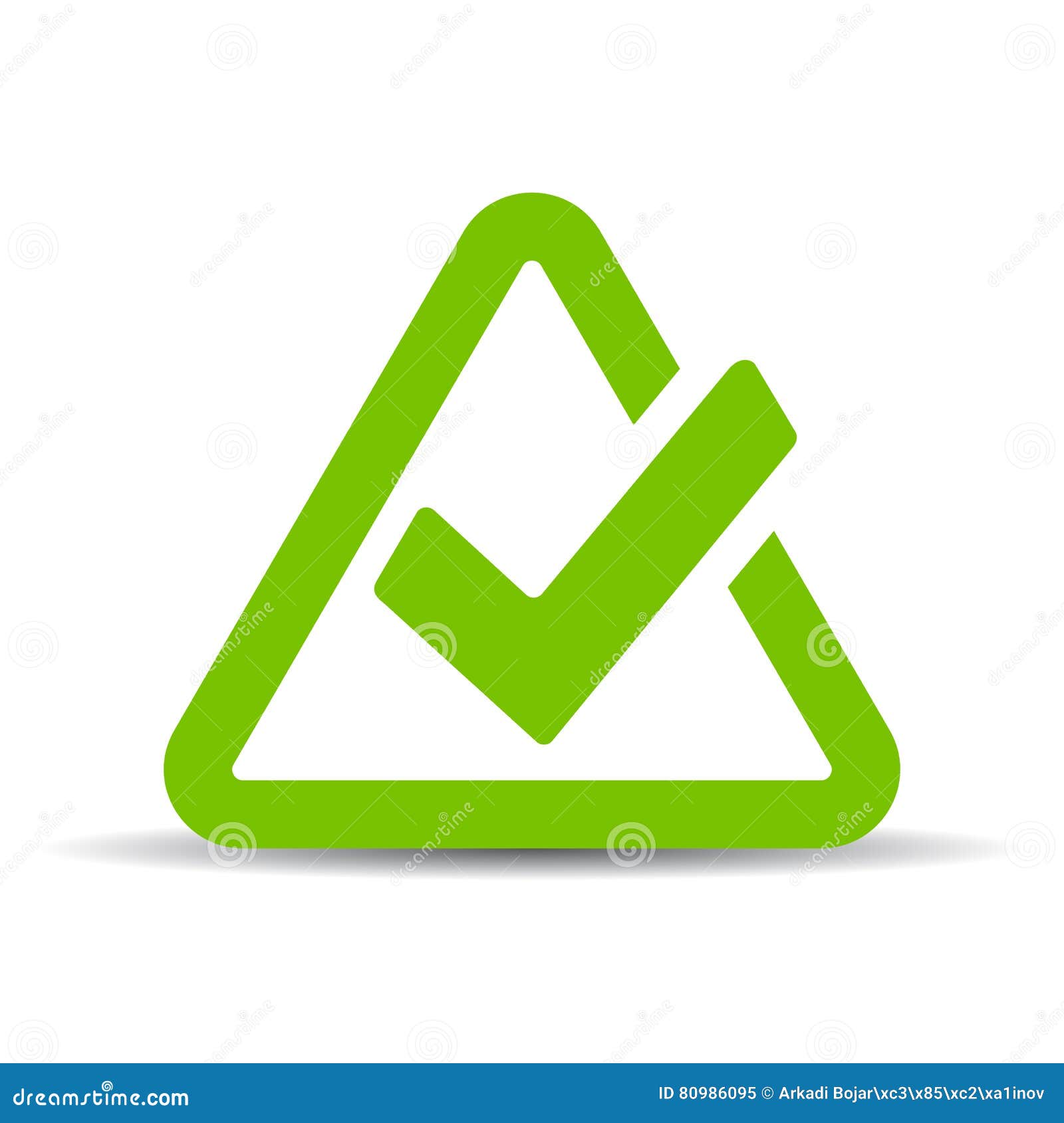 Green triangular tick icon stock vector. Illustration of confirmation ...