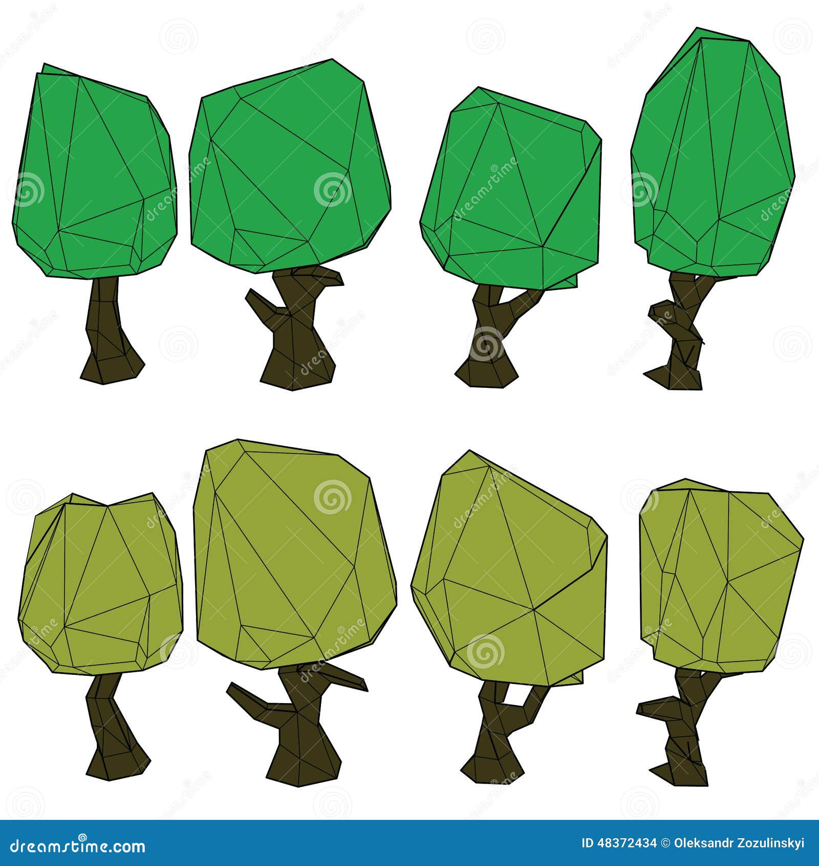 Green Triangular Tree. Raster Stock Illustration - Illustration of ...