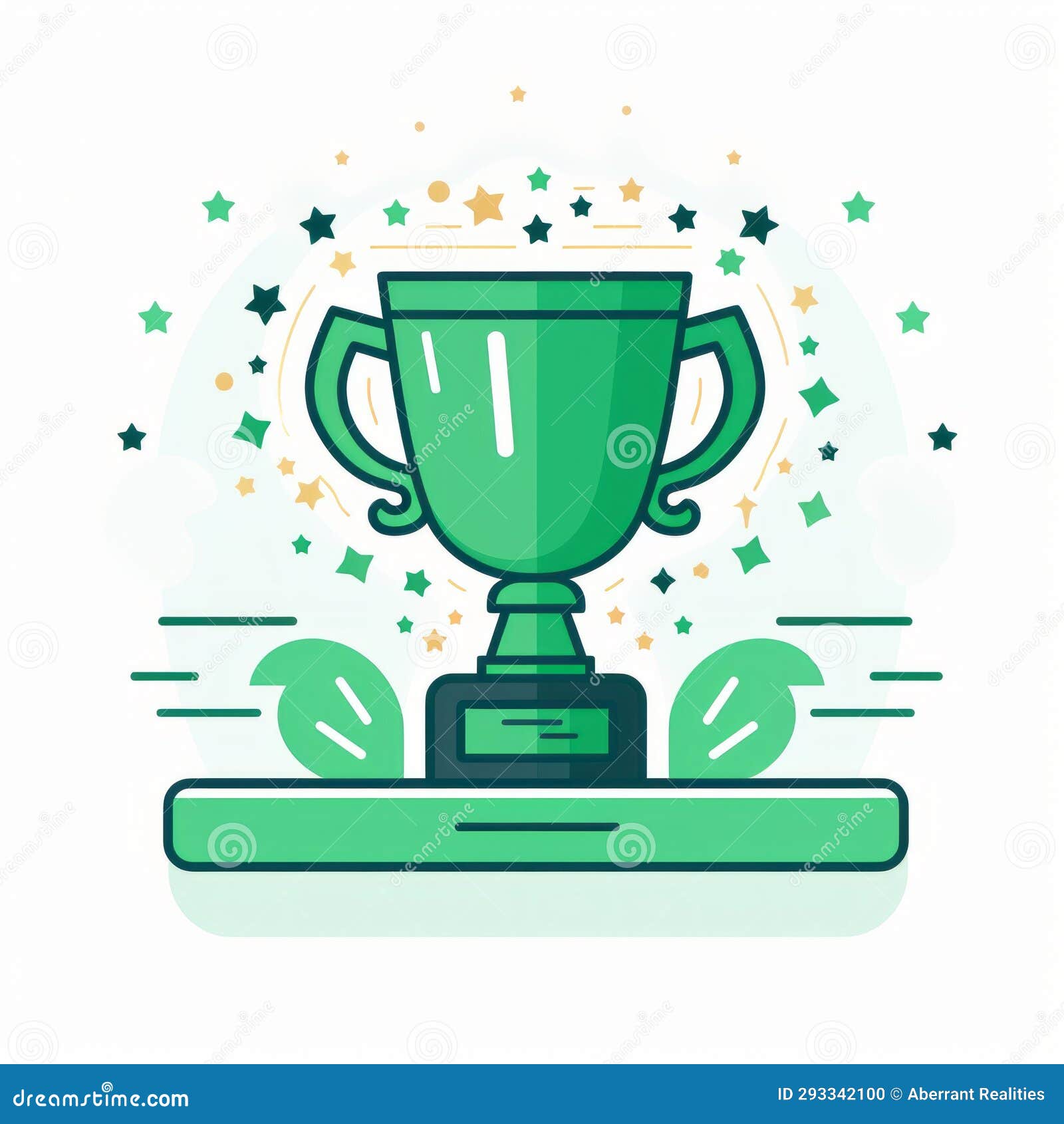 A Green Trophy Cup on a White Background with Stars Stock Illustration ...