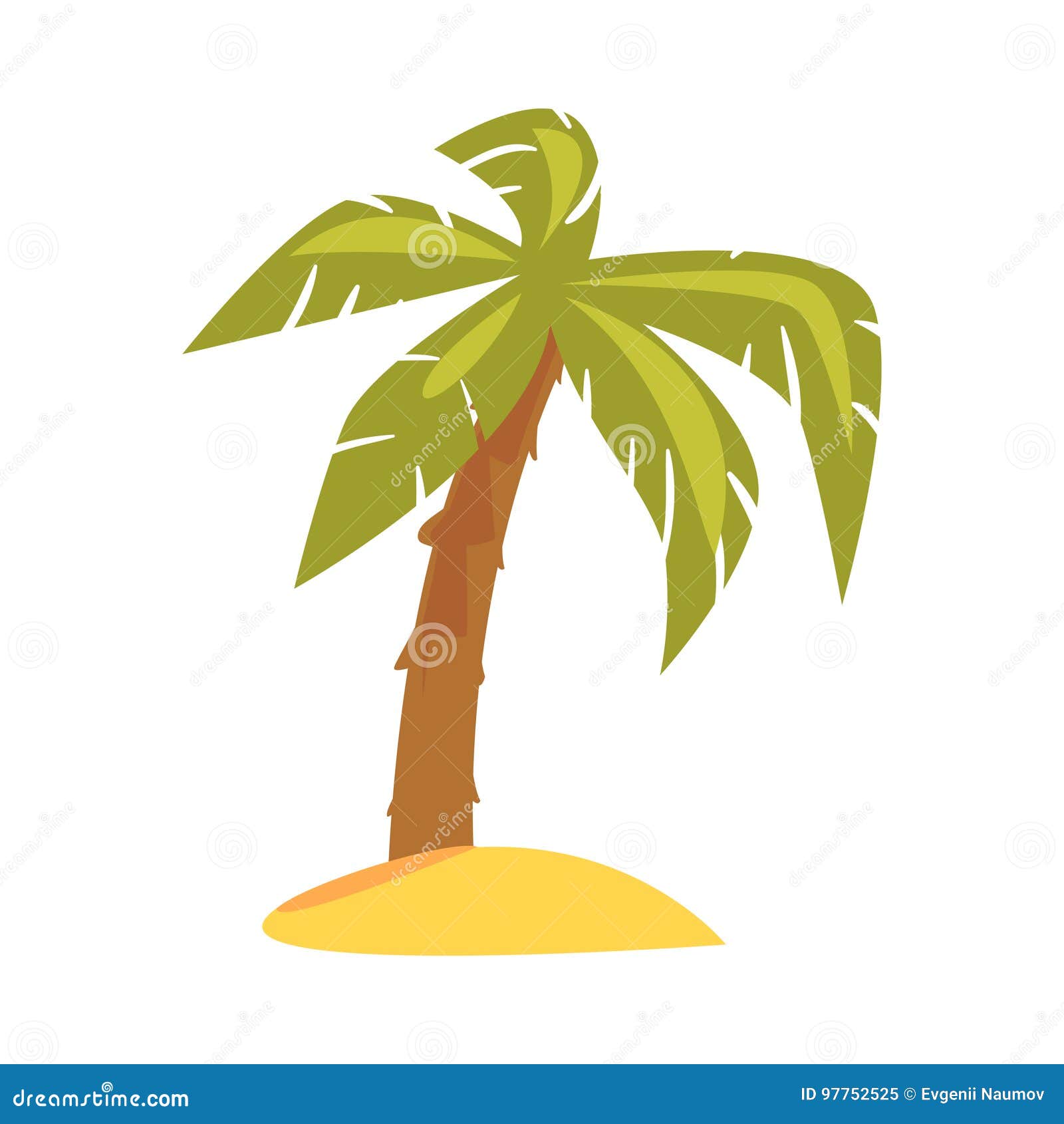 Green Tropical Palm Cartoon Vector Illustration Stock Vector ...