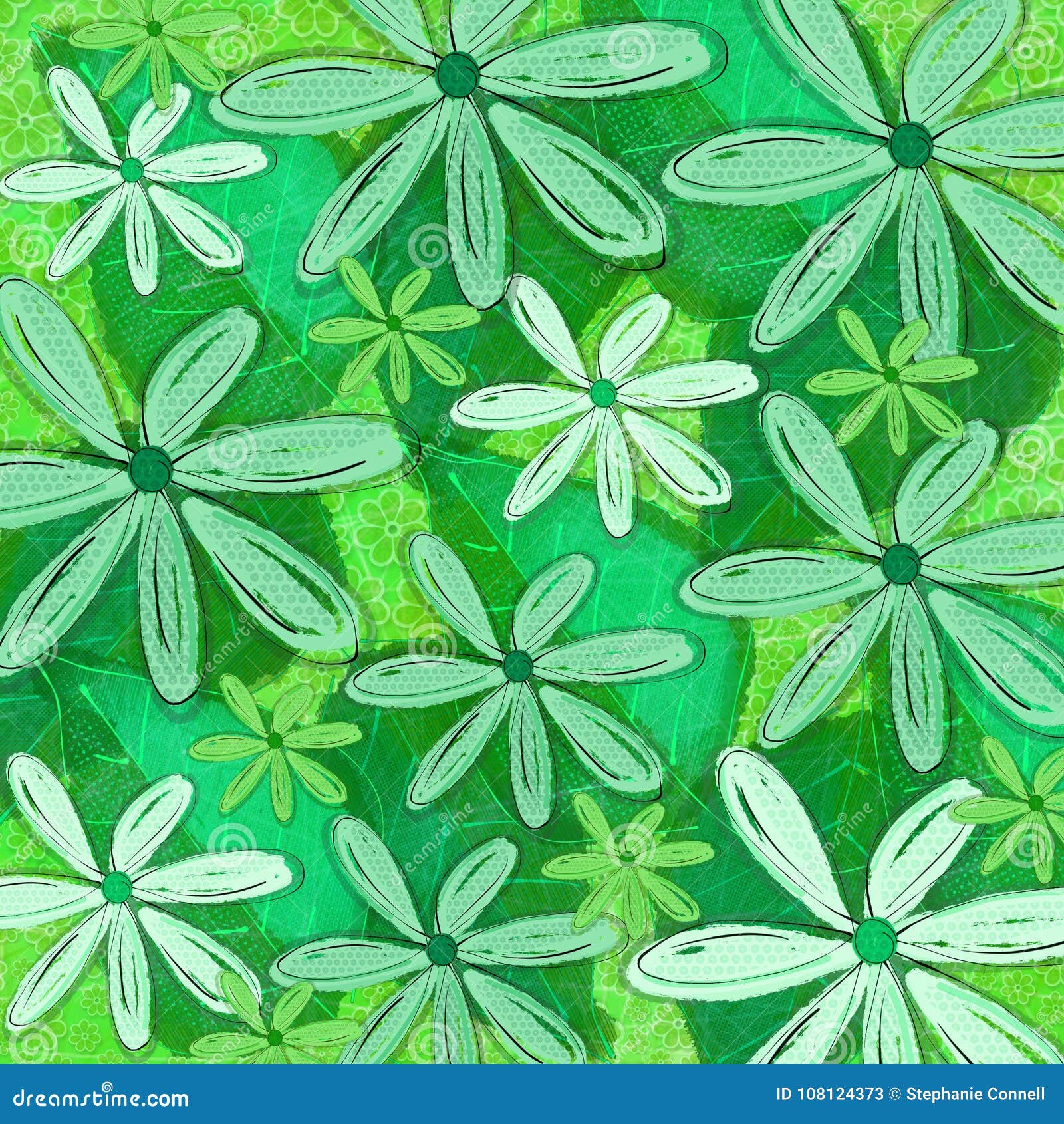 Green Tropical Patterned Background Graphic Stock Illustration ...