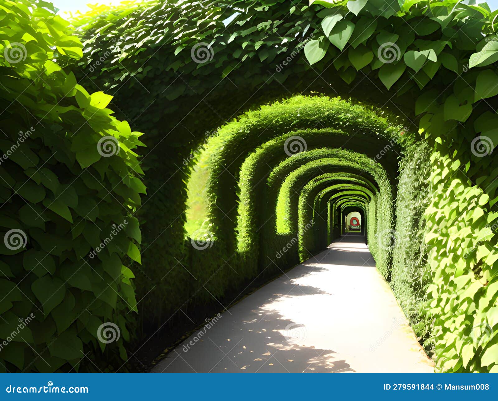 Green Tunnel of Trees at the Garden, AI Generated Stock Illustration ...