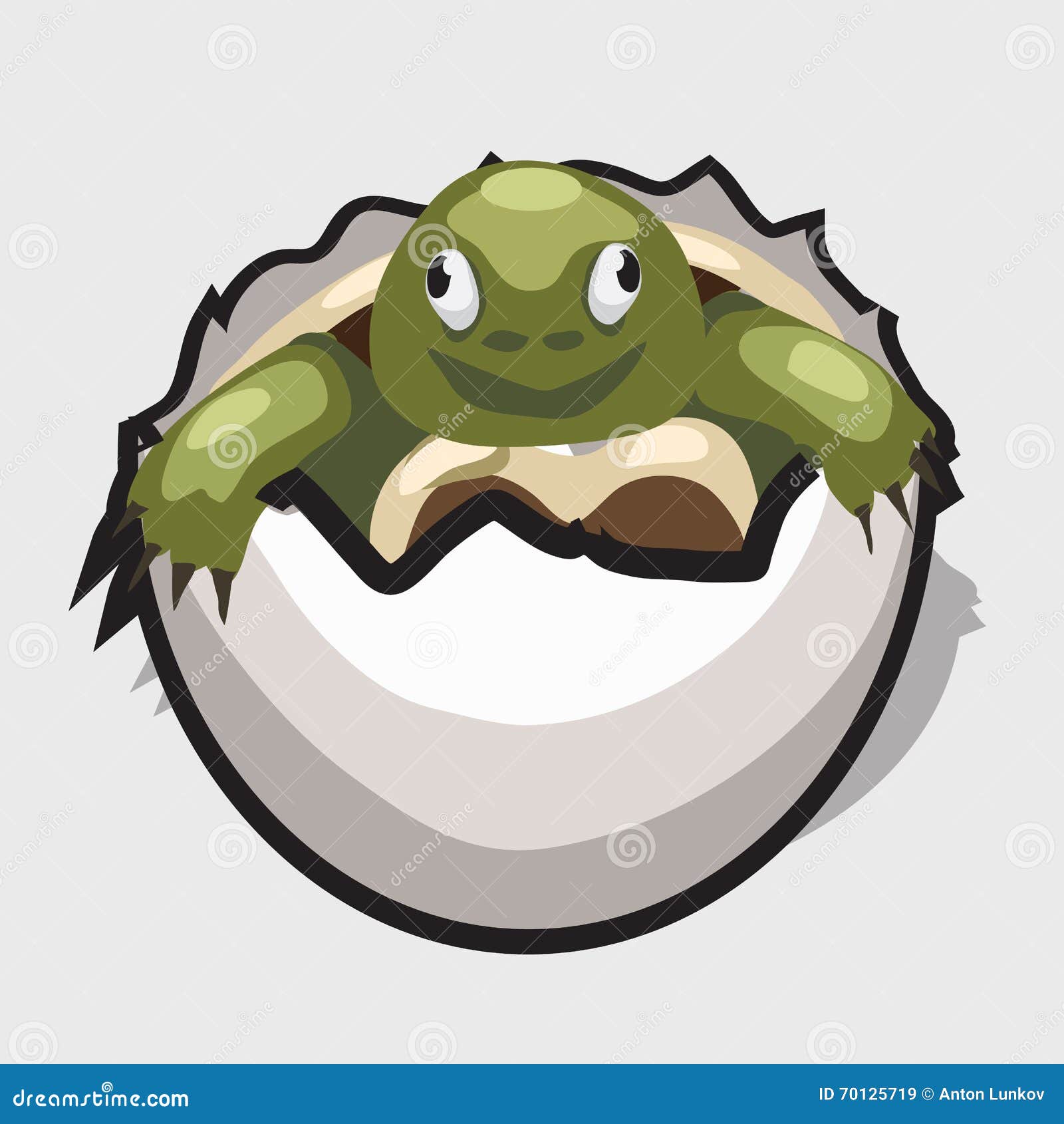 Green Turtle is Born from Egg, Cartoon Style Image Stock Vector ...