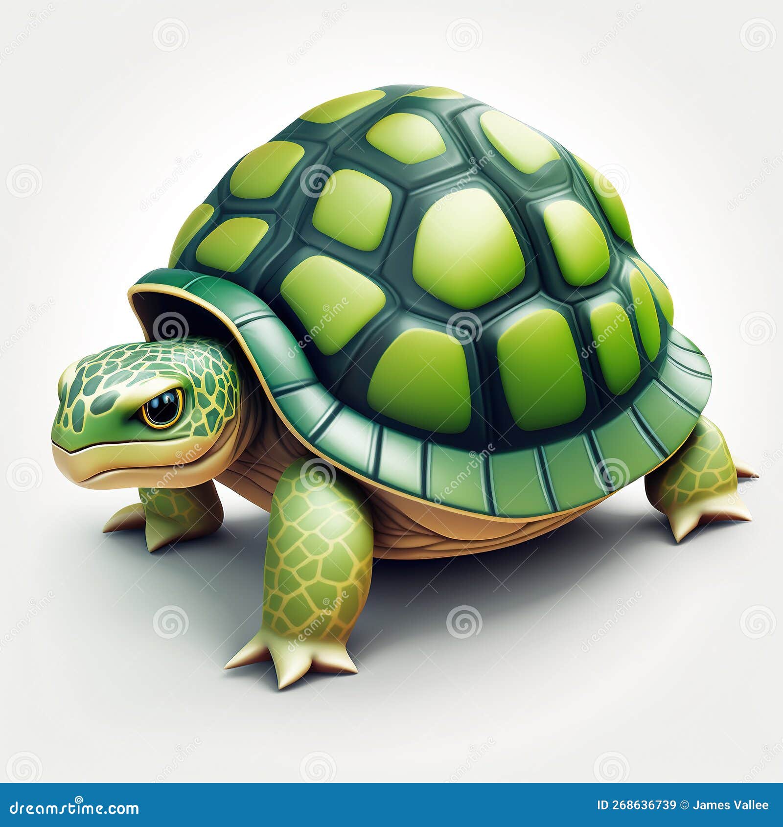 Green Turtle Illistration on White Background - AI Generative Stock ...
