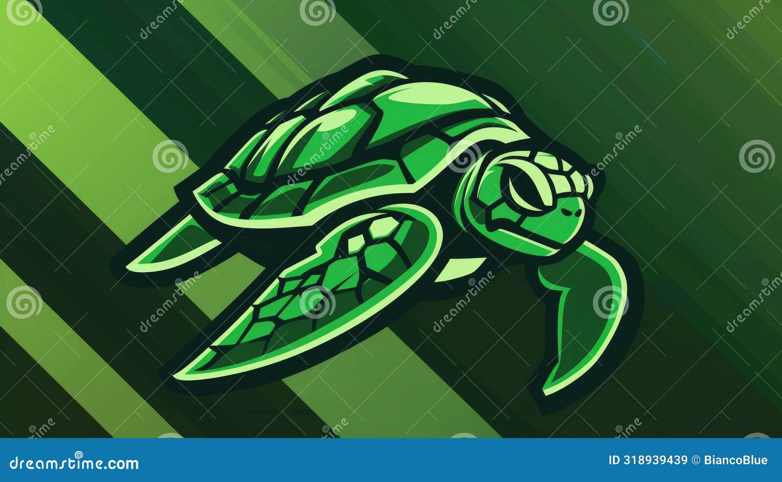 A Green Turtle Mascot Logo with a Gradient Background in the Same Color ...
