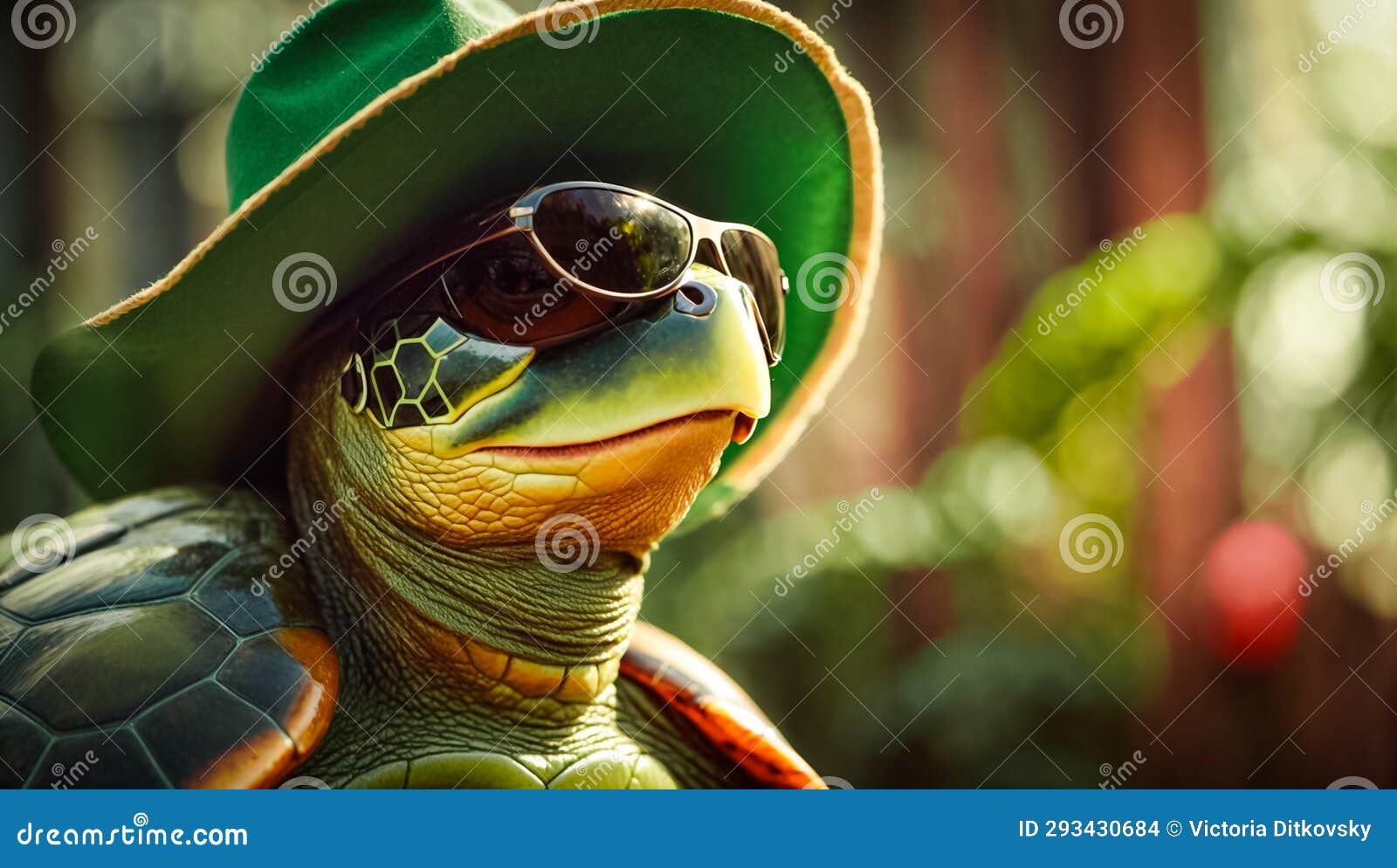 Green Turtle in Sunglasses and Hat Stock Illustration - Illustration of ...