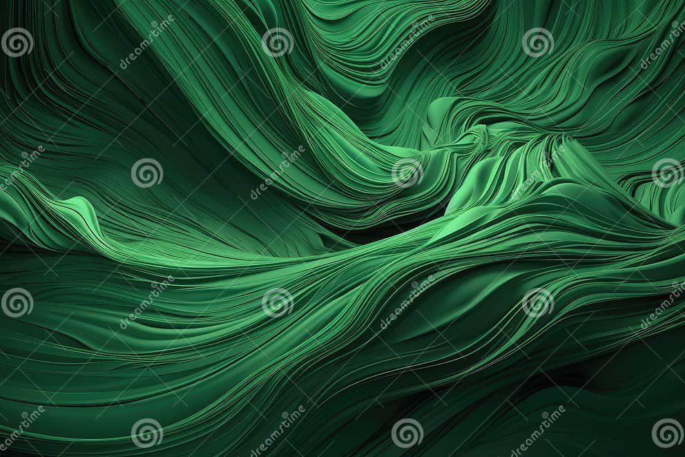 Green Twisted Waves, Fabric or Abstract Background. Generative AI Stock ...