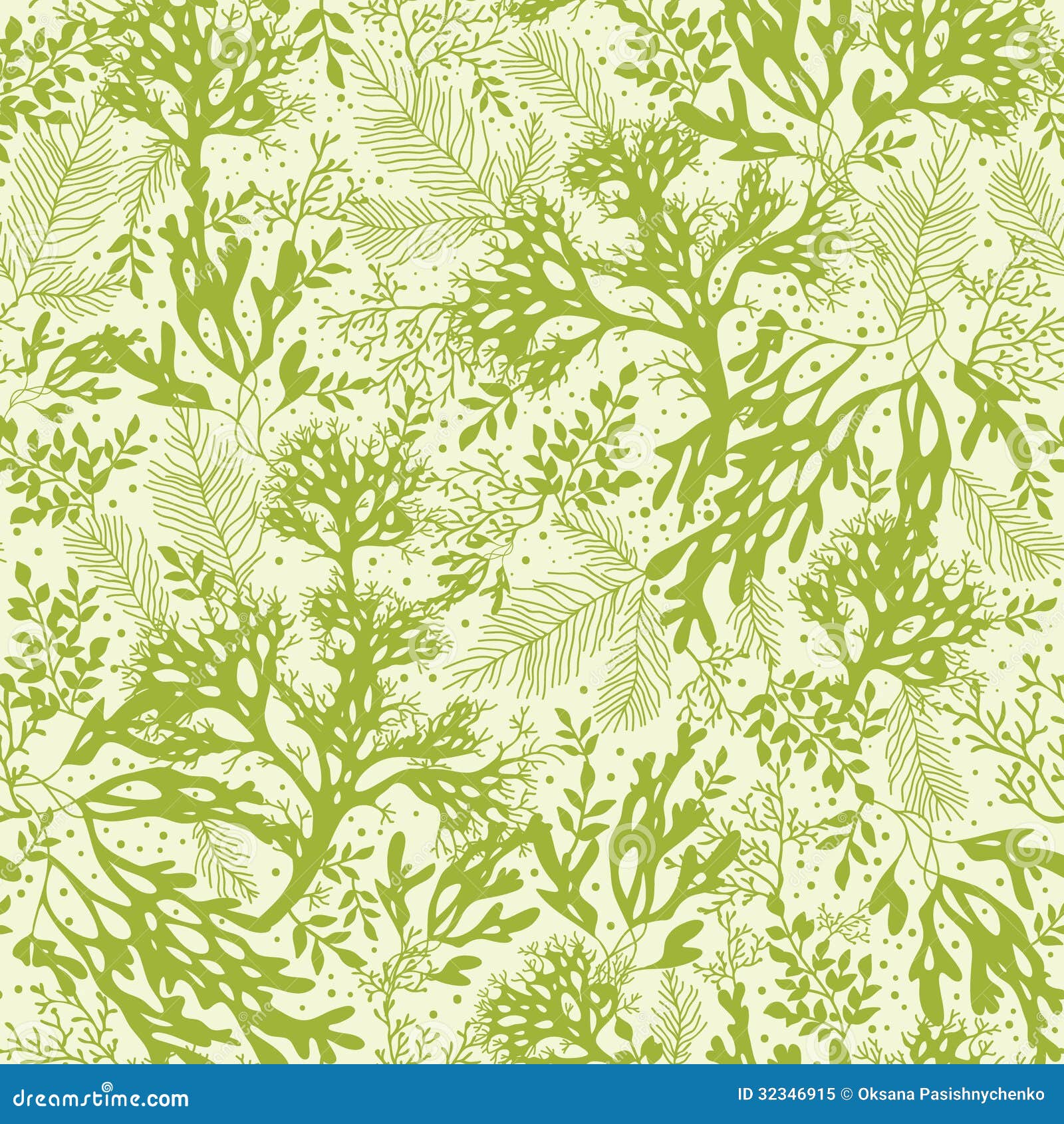 Green Underwater Seaweed Seamless Pattern Stock Vector - Illustration ...