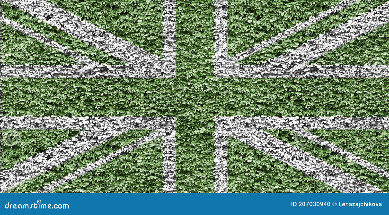 Green Union Jack Flag Drawn on the Foliage Wall Stock Photo - Image of ...