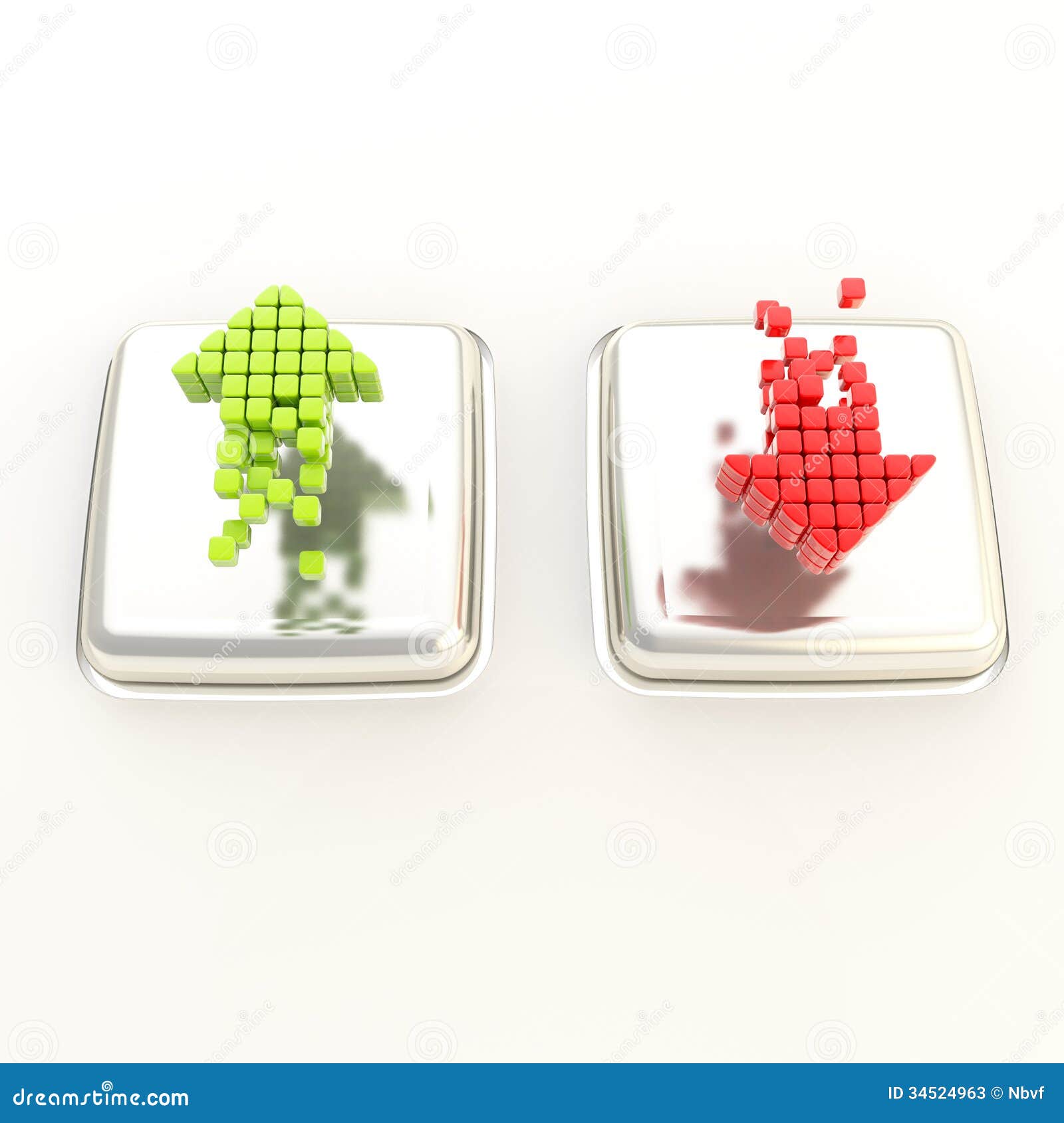 Green Up and Red Arrows Over Chrome Metal Buttons Stock Illustration ... Green Up and Red Arrows Over Chrome Metal Buttons Stock Illustration ...