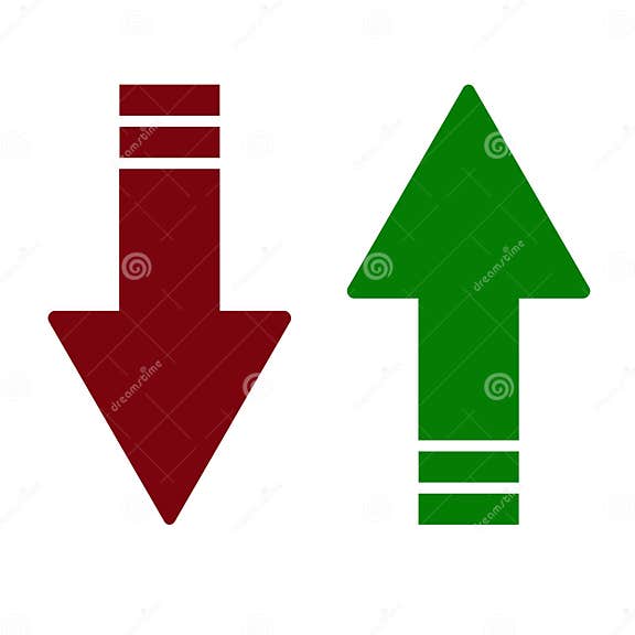 Green Up And Red Down Arrows Icon Arrows Symbol Stock Illustration