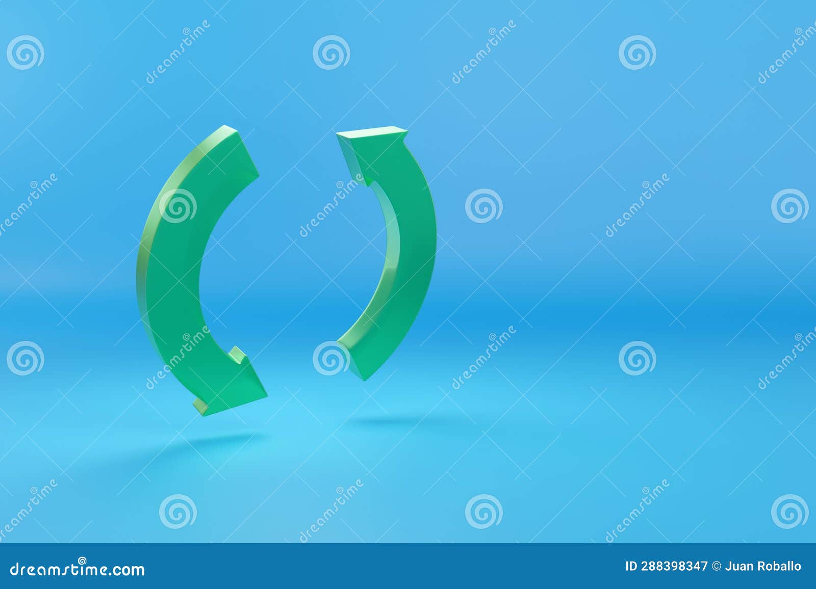 Green Update Symbol on Blue Background with Copy Space. 3d Illustration ...