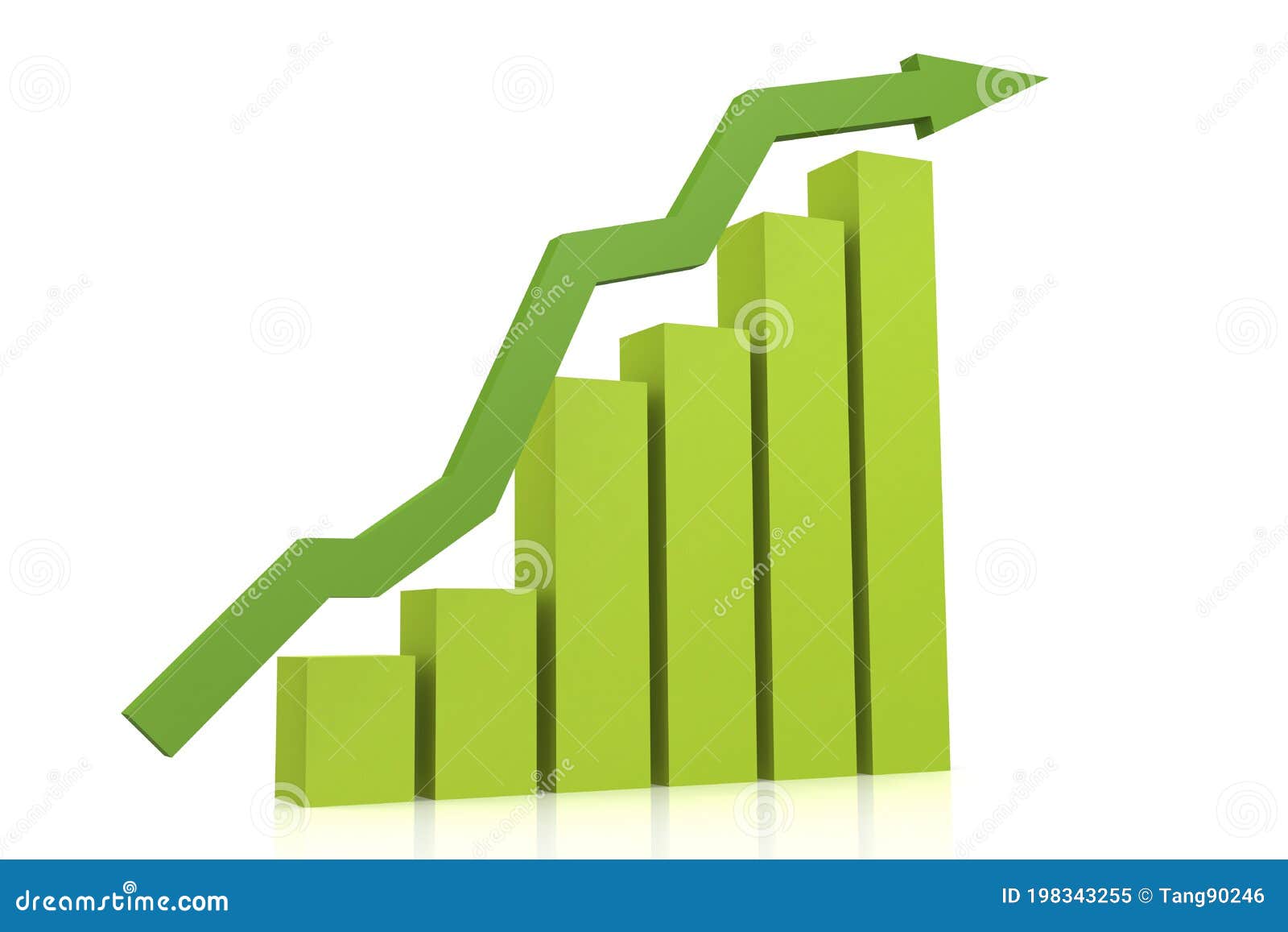 Green Upward Arrow with Bar Chart Stock Illustration - Illustration of ...
