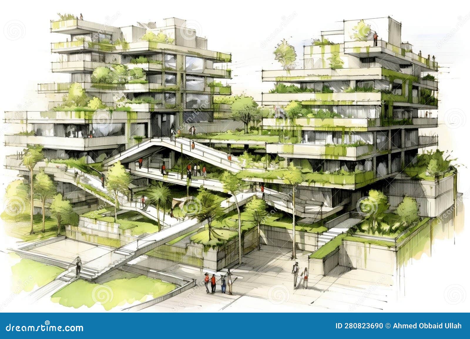 Green Urban Project Planning: a Conceptual Sketch. Generative Ai Stock ...