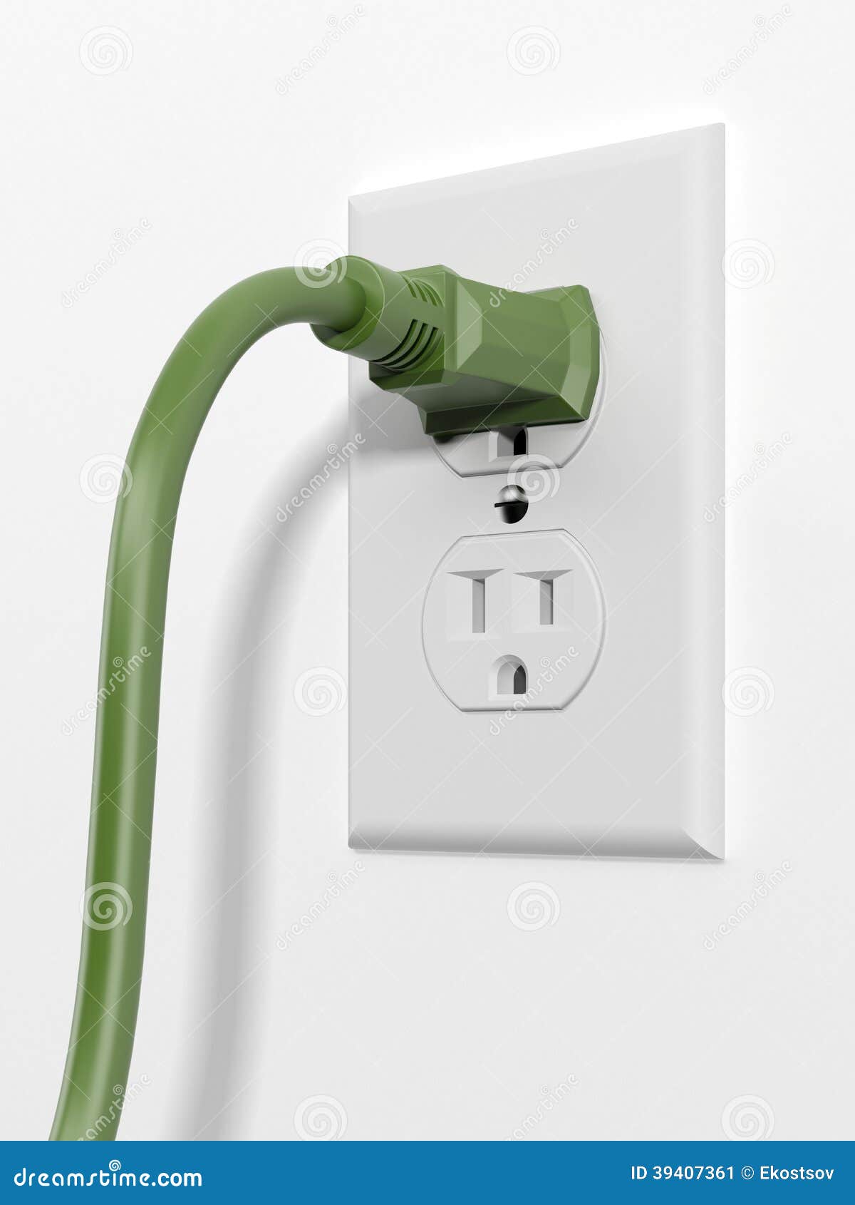 Green Us Style Plug with Socket Stock Illustration - Illustration of ...