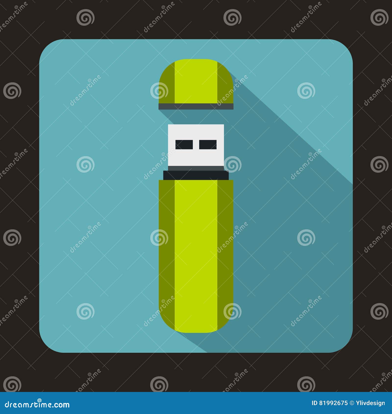 Green USB Flash Drive Icon, Flat Style Stock Vector - Illustration of ...
