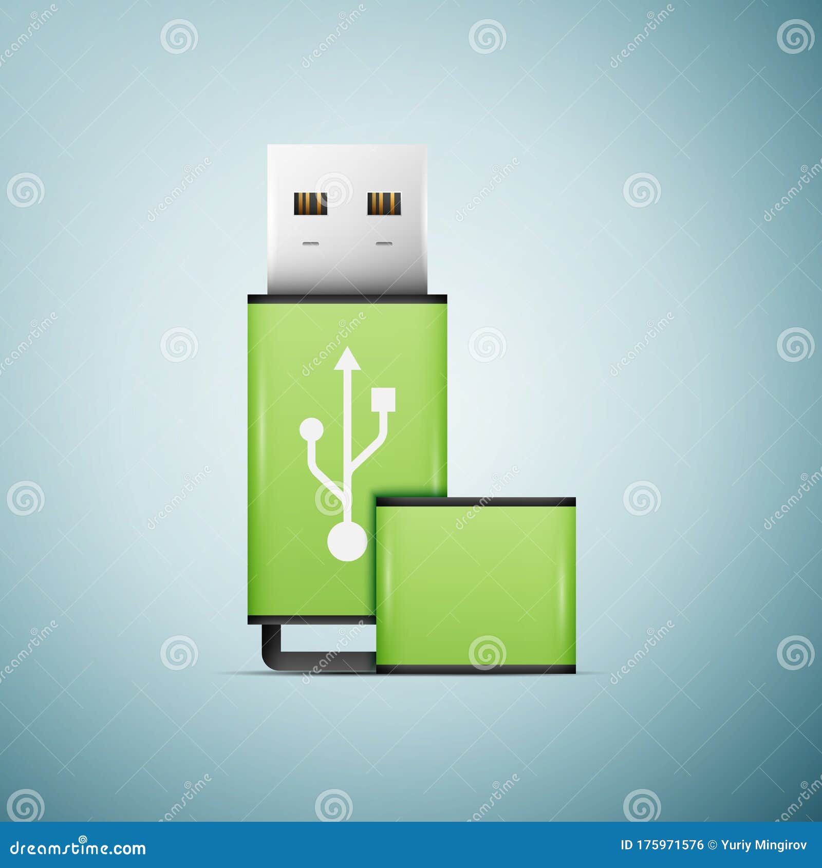 Green USB Flash Drive Icon Isolated on Blue Background Stock Vector ...