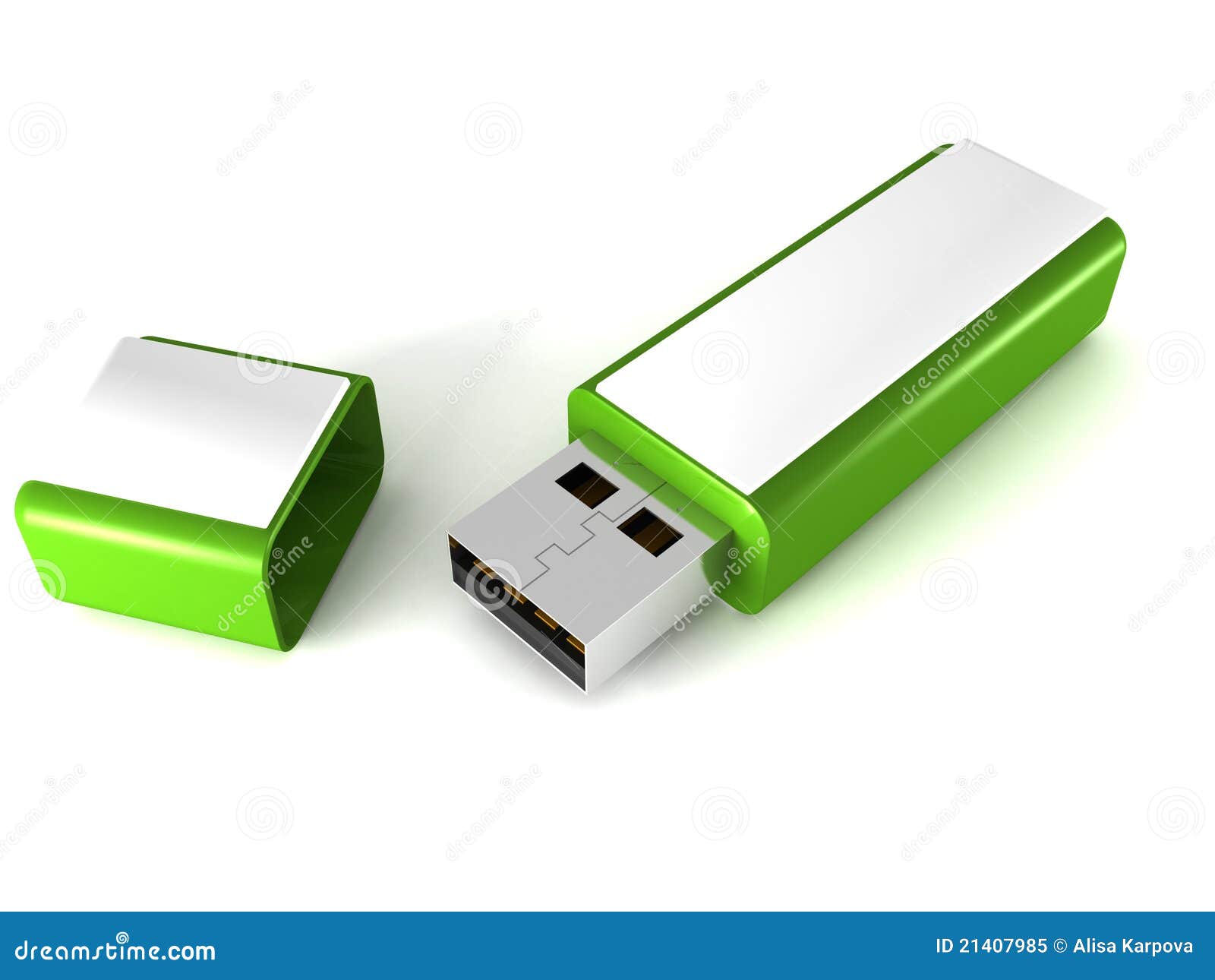 Green Usb Flash Drive Memory Stick Stock Illustration - Illustration of ...