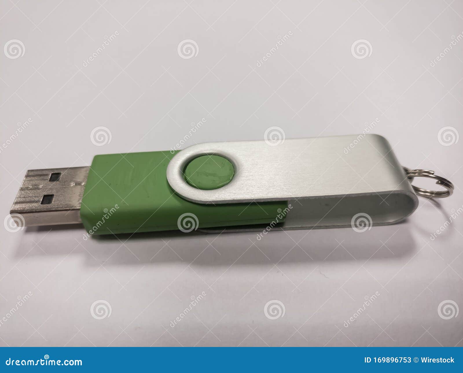 Green USB Flash Drive on a White Background Stock Image - Image of ...