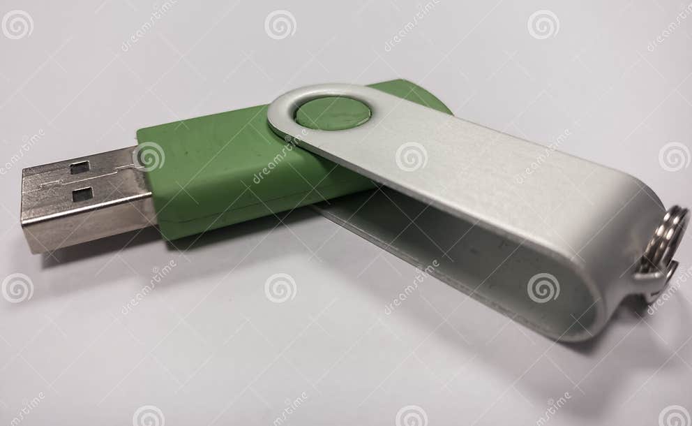 Green USB Flash Drive on a White Background Stock Photo - Image of ...