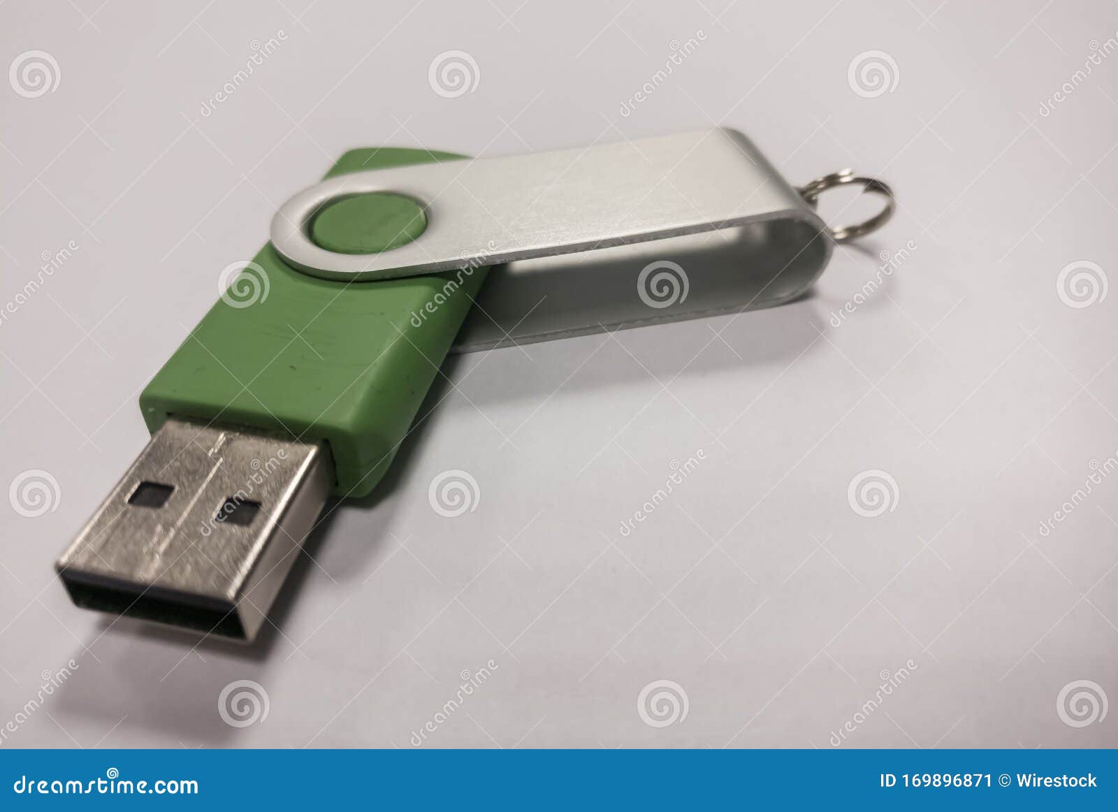 Green USB Flash Drive on a White Background Stock Image - Image of ...
