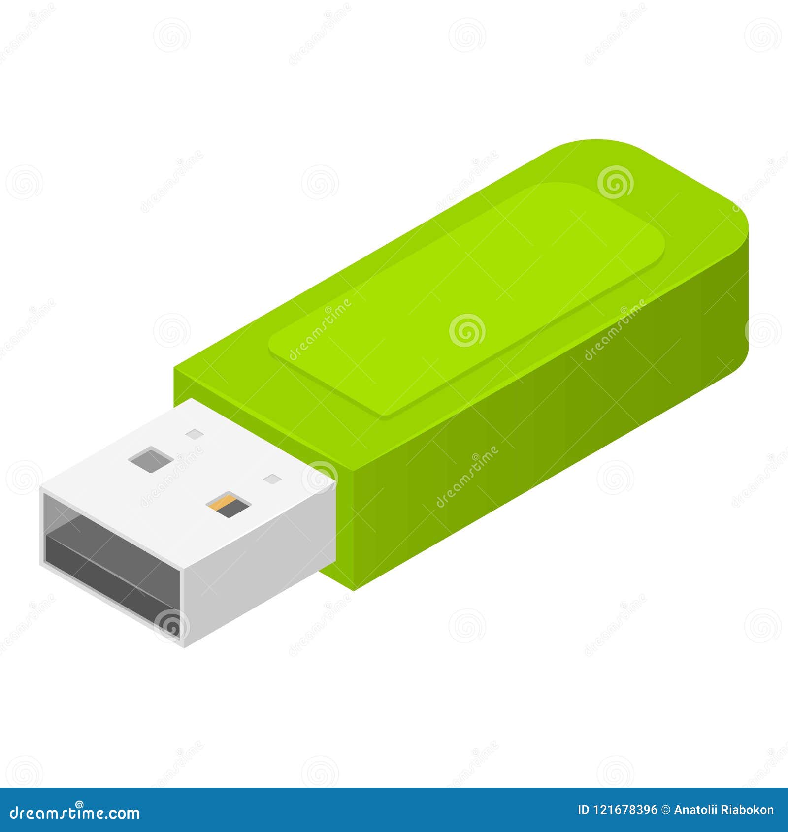 Green Usb Flash Icon, Isometric Style Stock Vector - Illustration of ...
