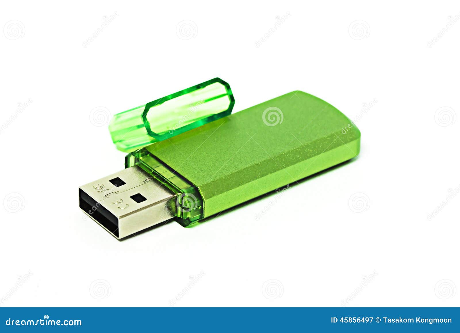 Green USB and Lid Isolated on White Stock Image - Image of plug ...