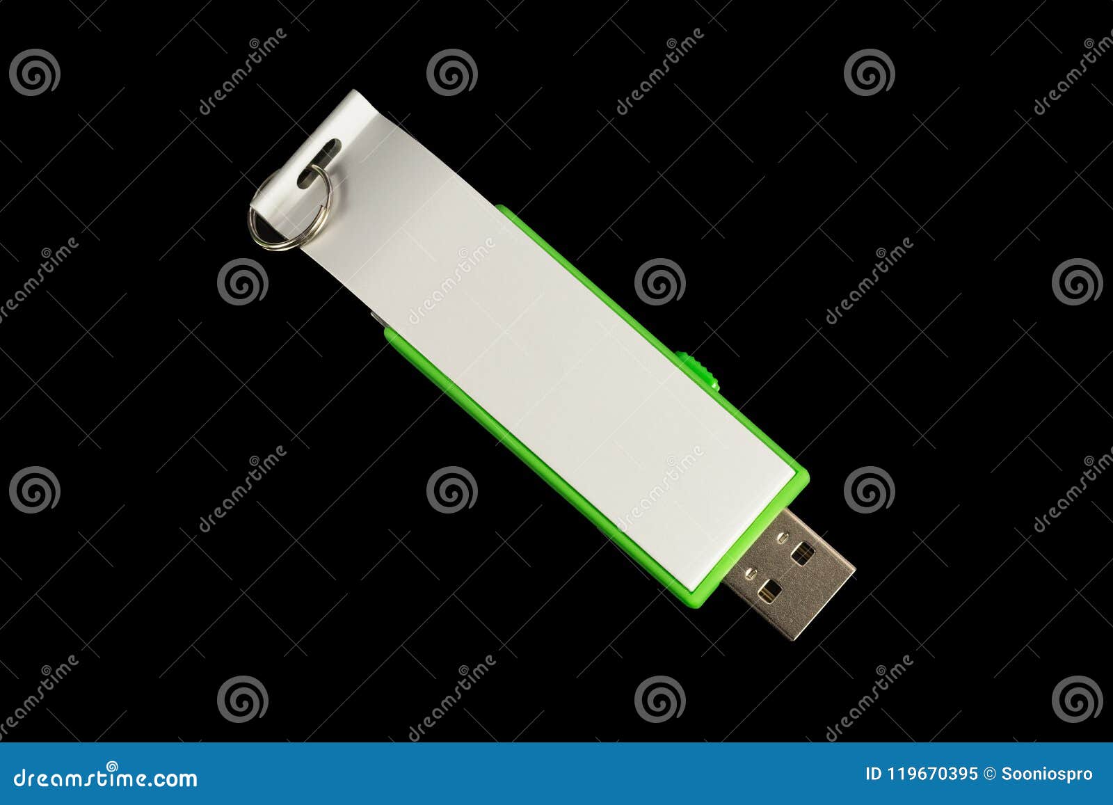 Green USB Metal Flash Drive on Black Background Stock Image - Image of ...