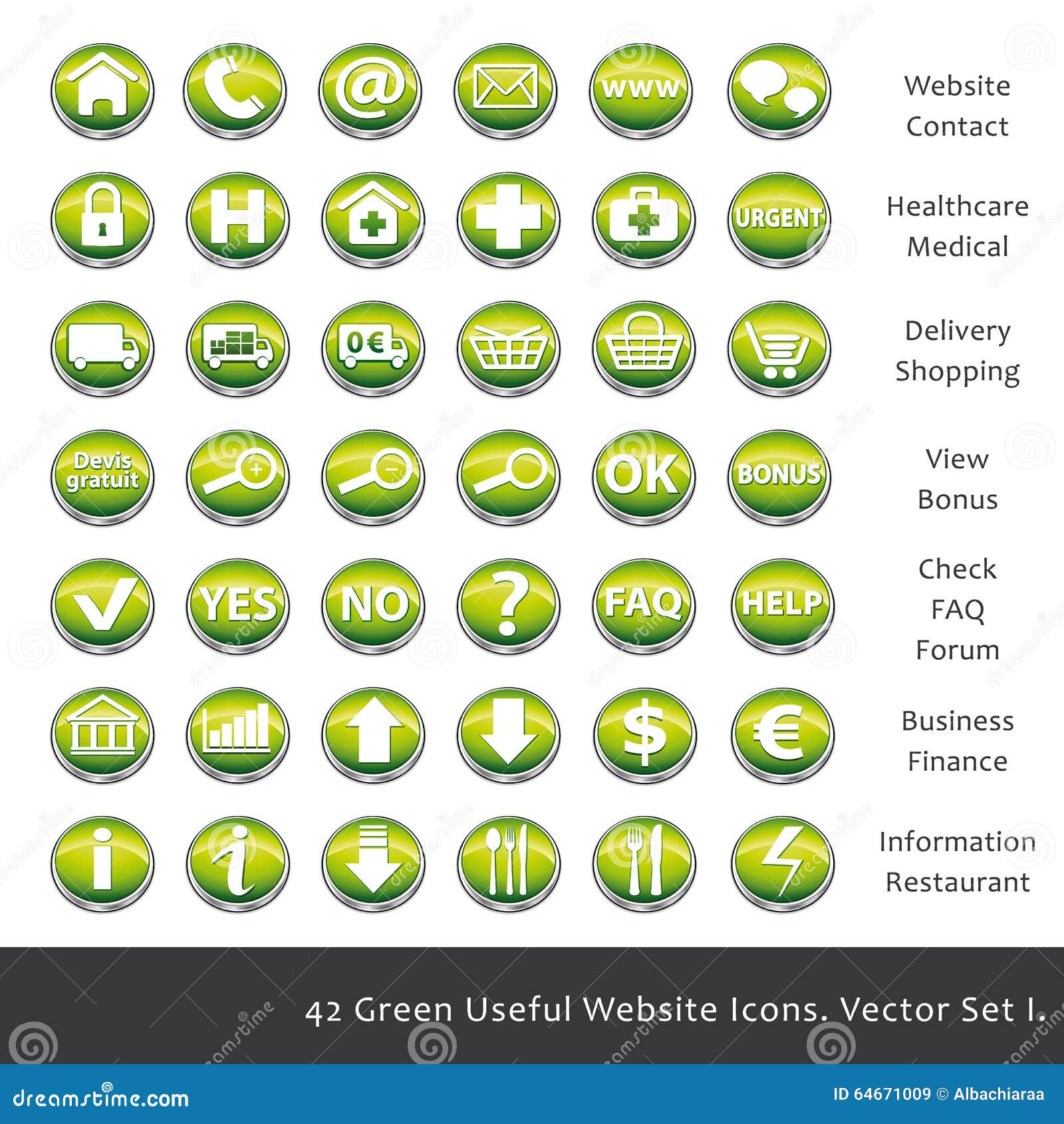 42 Green Useful Website Icons. Stock Vector - Illustration of contact ...