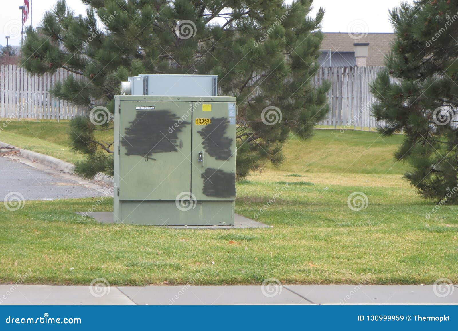 Green Utility Box with Crossed Out Graffiti Stock Image - Image of ...