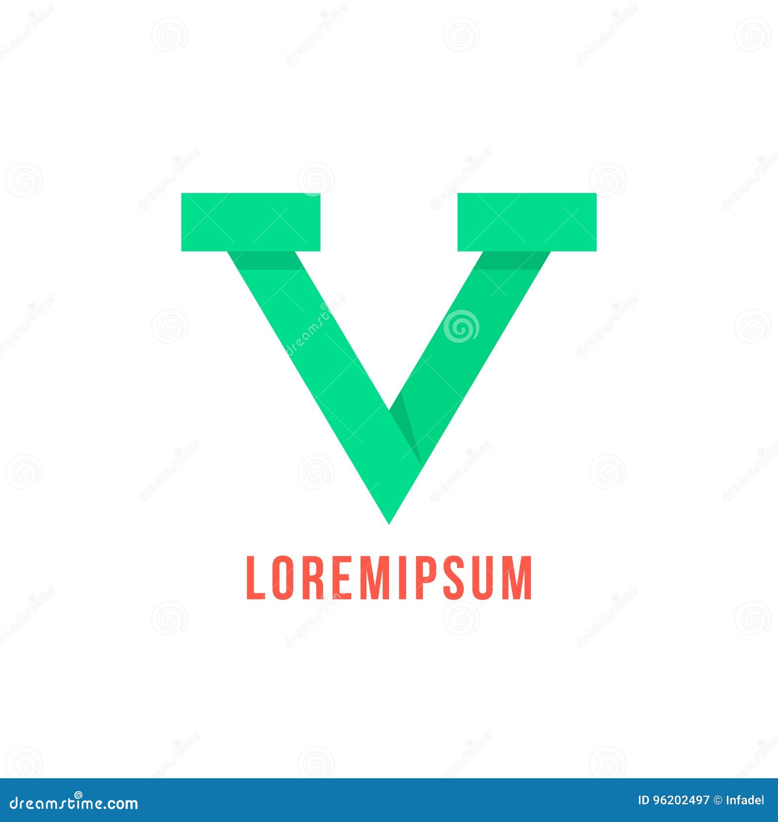 Green V Letter Like Victory Emblem Stock Vector - Illustration of ...