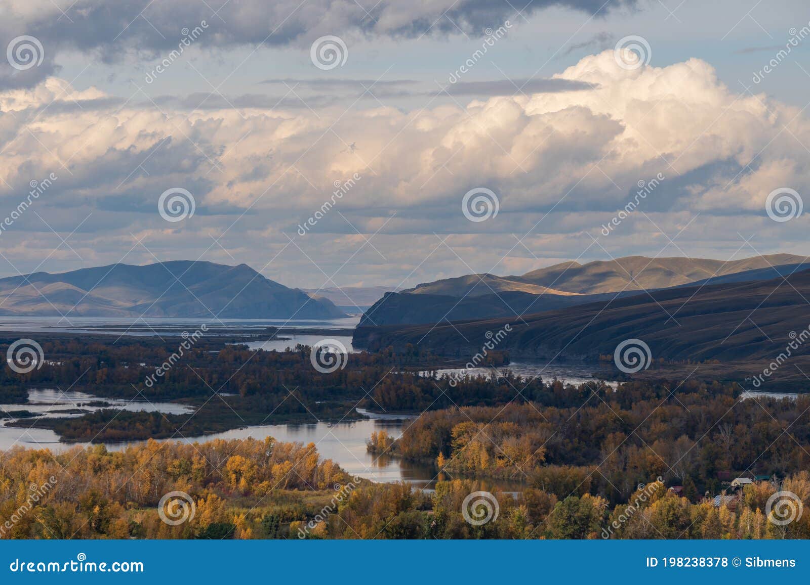Green Valley Filled with Mountains, Forests and River. HDR Stock Photo ...