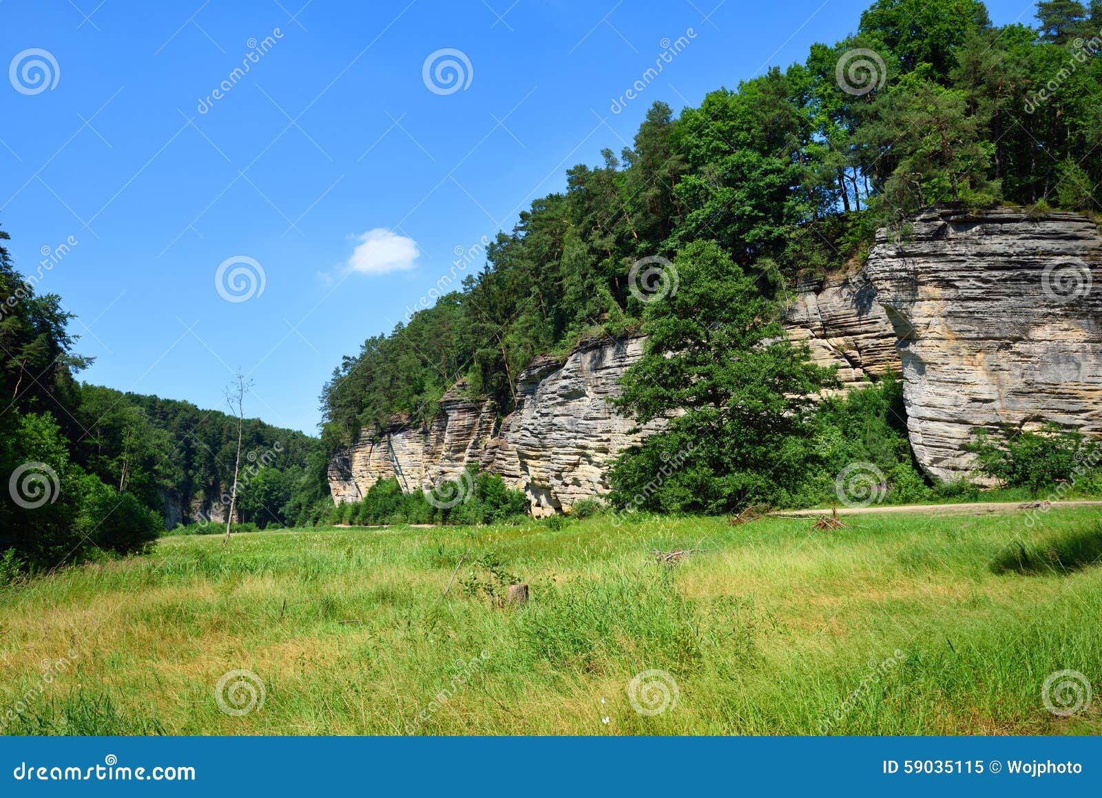 Green Valley with Sandstone Rocks Stock Image - Image of grass ...