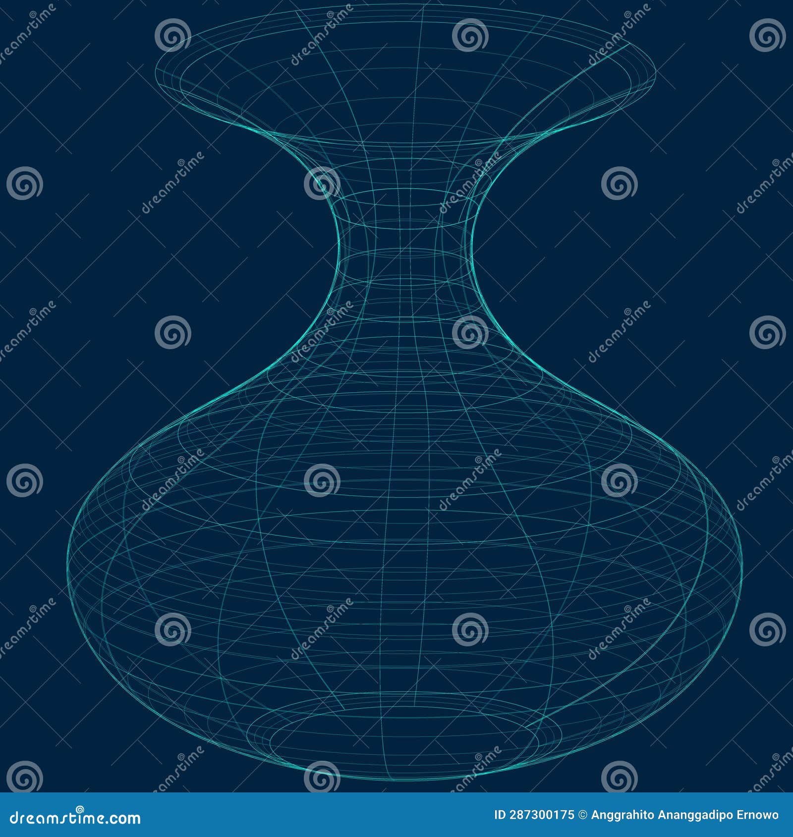 Green Vase Wireframe Isolated on Dark Blue Background Stock ...