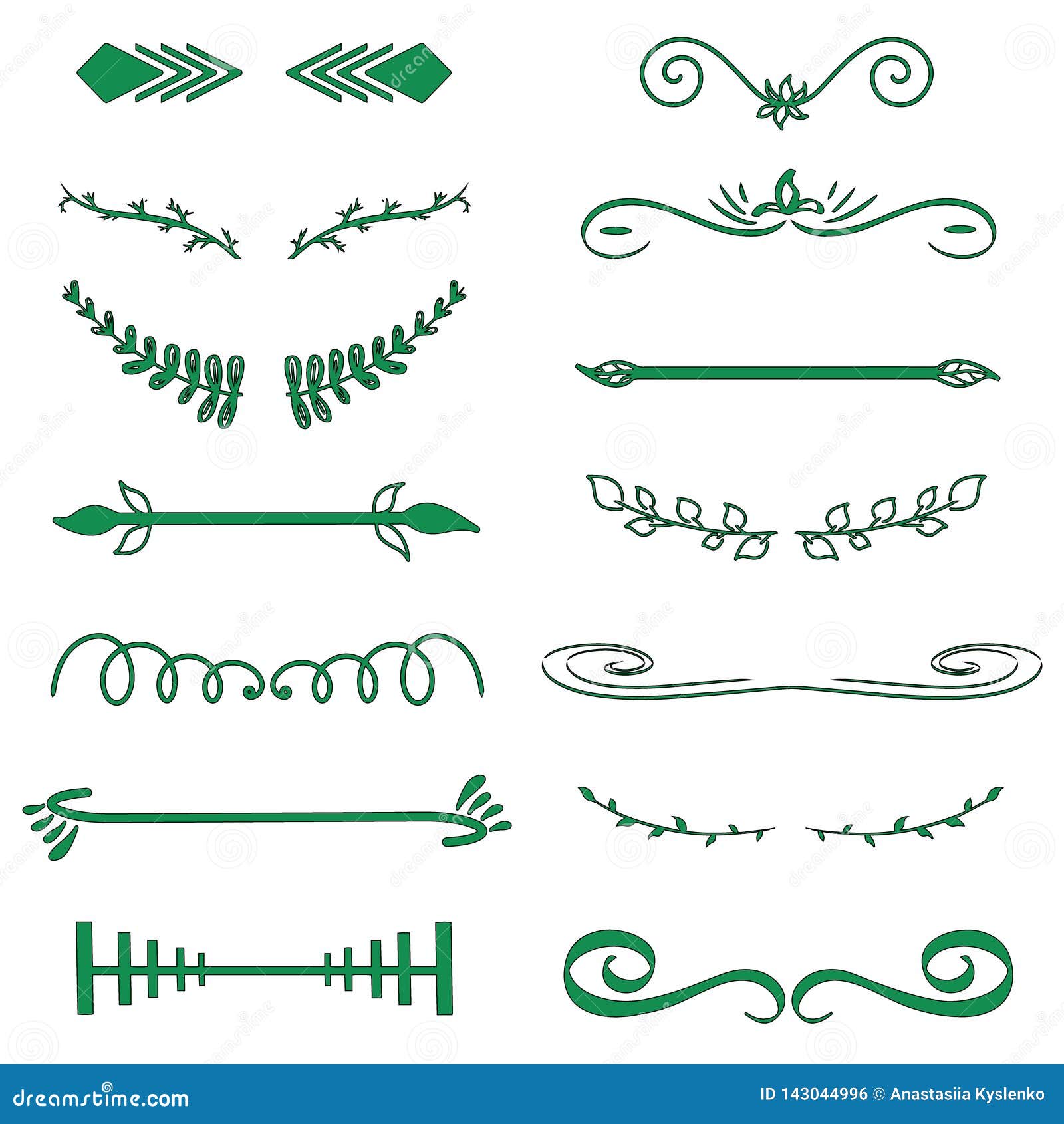 Green Vector Decorative Monograms and Calligraphic Borders. Template ...