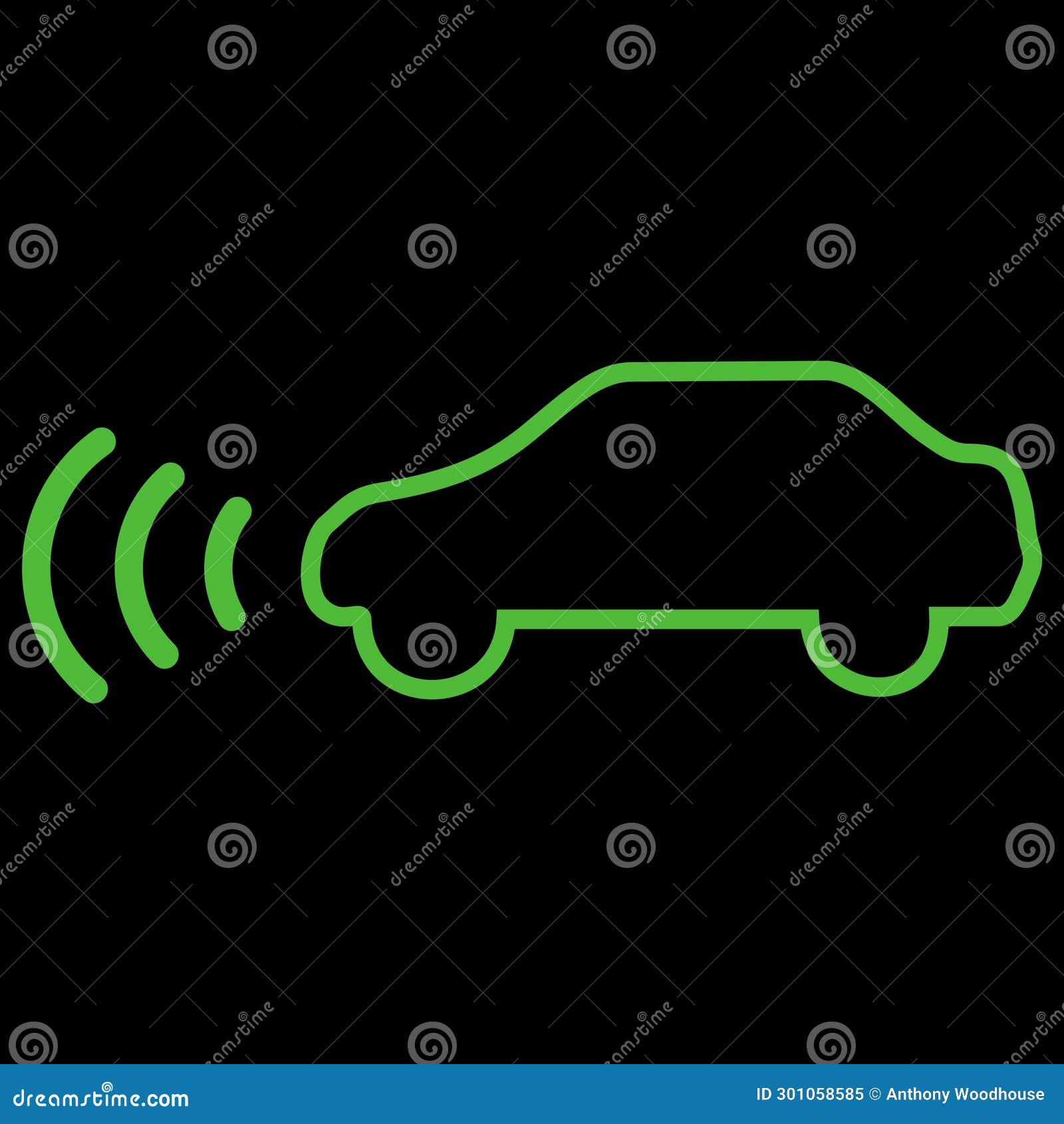 Green Vector Graphic on a Black Background of a Dashboard Warning Light ...