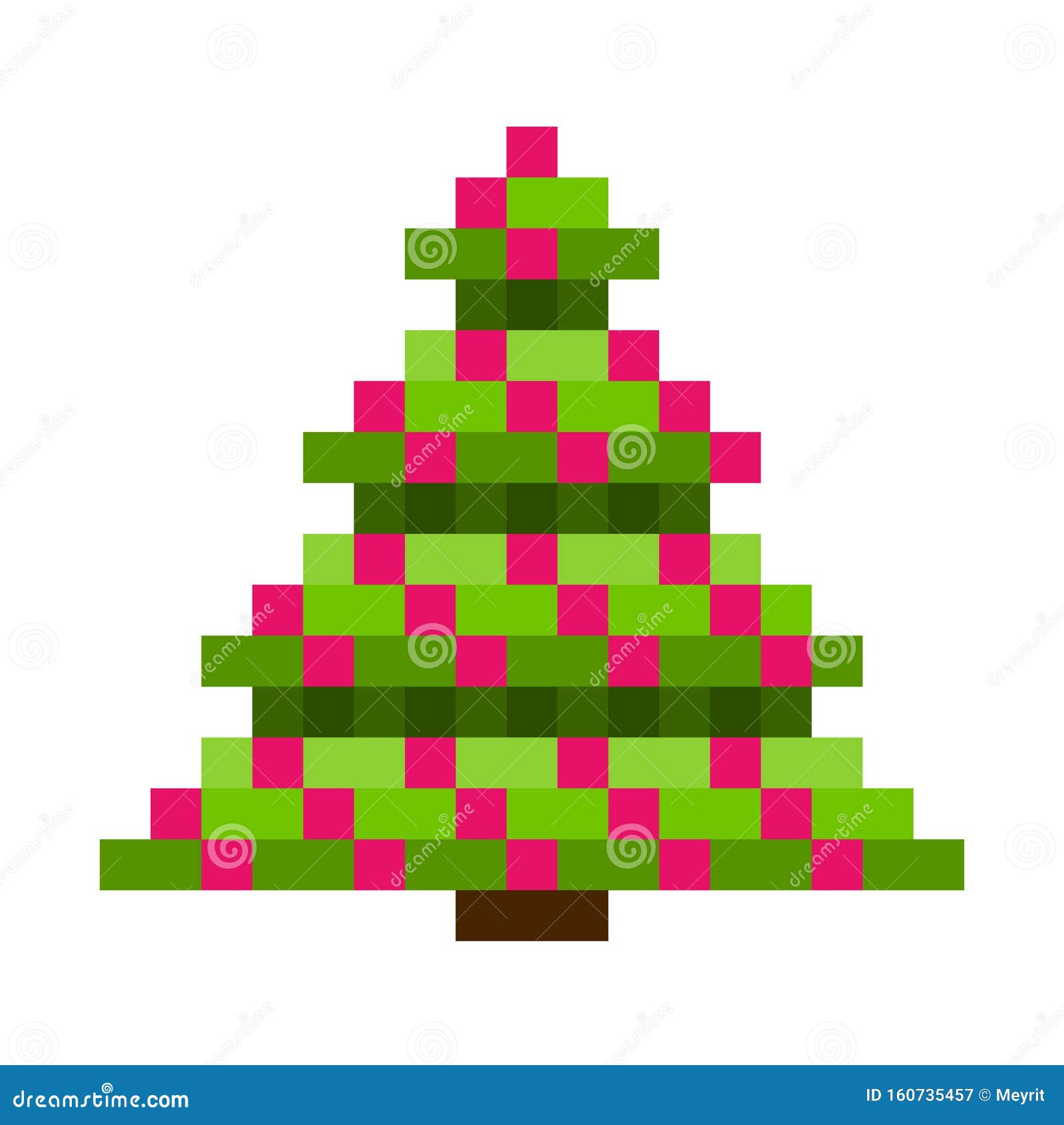Green Vector Pixel Christmas Tree Isolated on White Background Stock ...