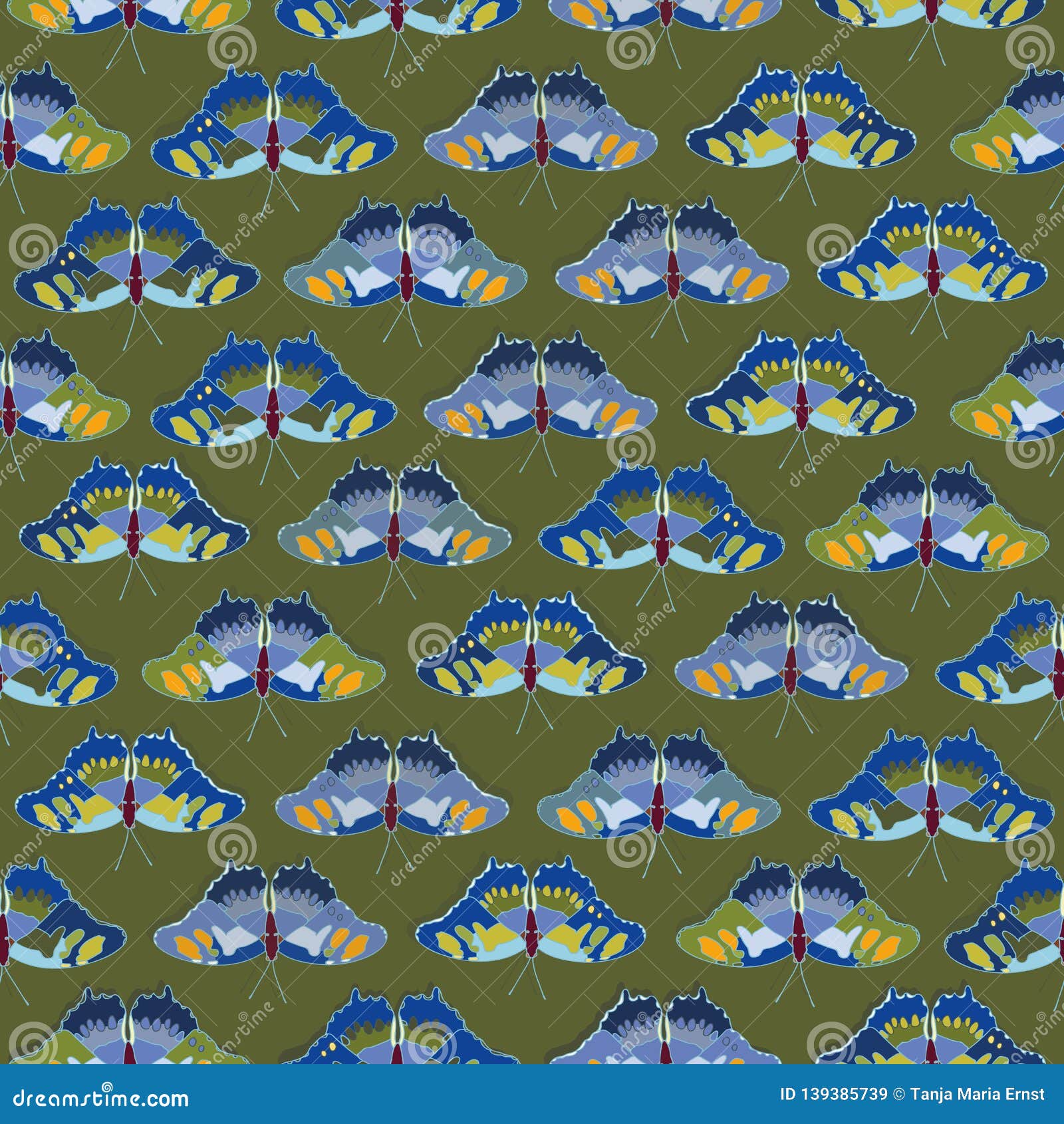 Green Patern with Butterfly. Stock Vector - Illustration of colourful ...