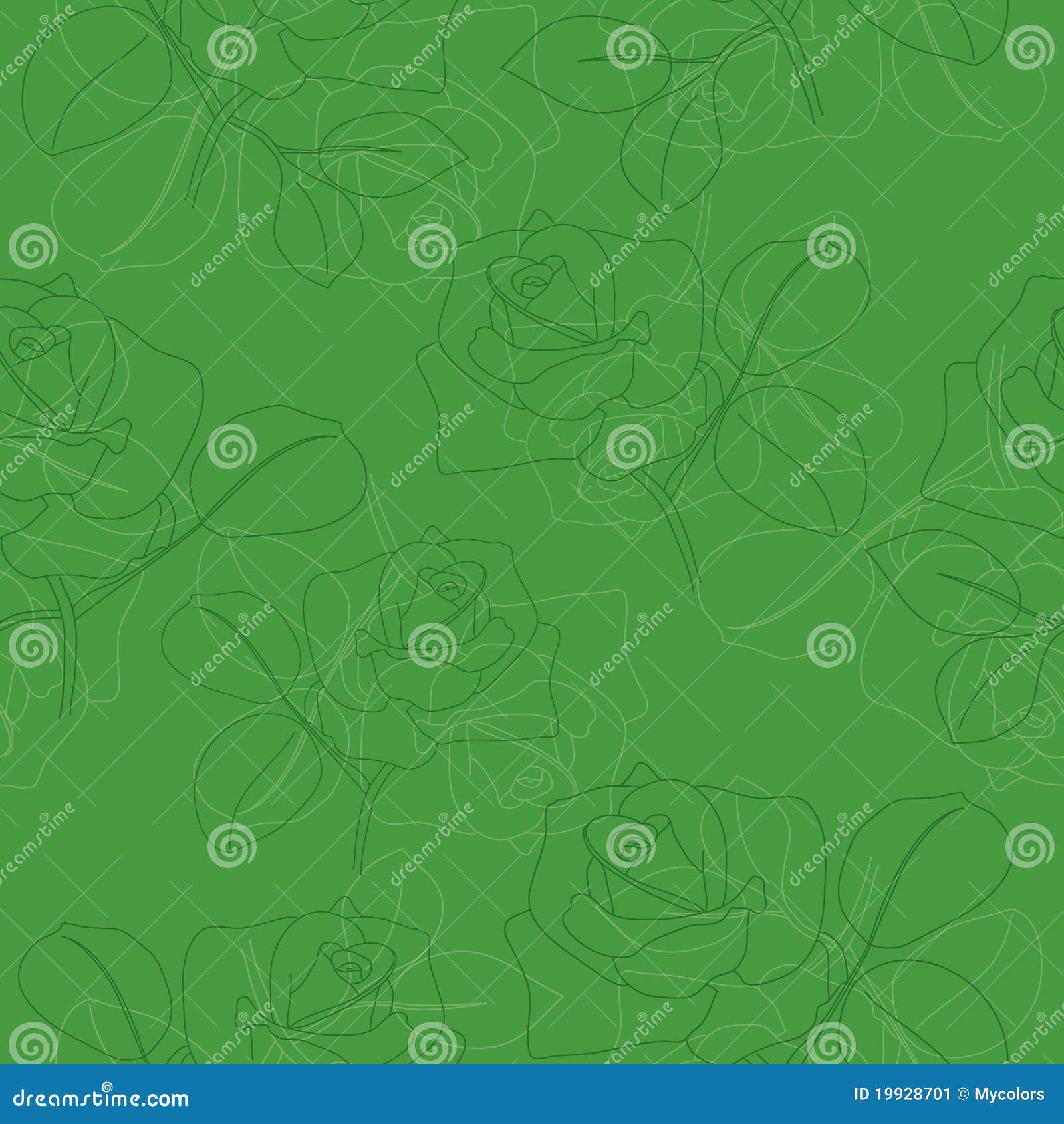 Green Vector Seamless Pattern with Roses Stock Vector - Illustration of ...